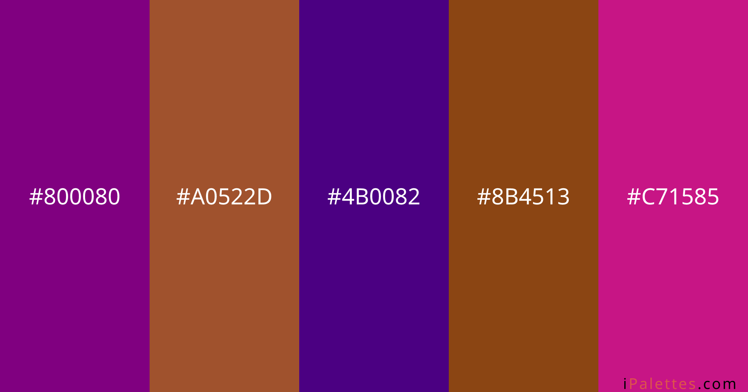 Purple and brown Color Palette and colors #800080 #A0522D #4B0082 ...