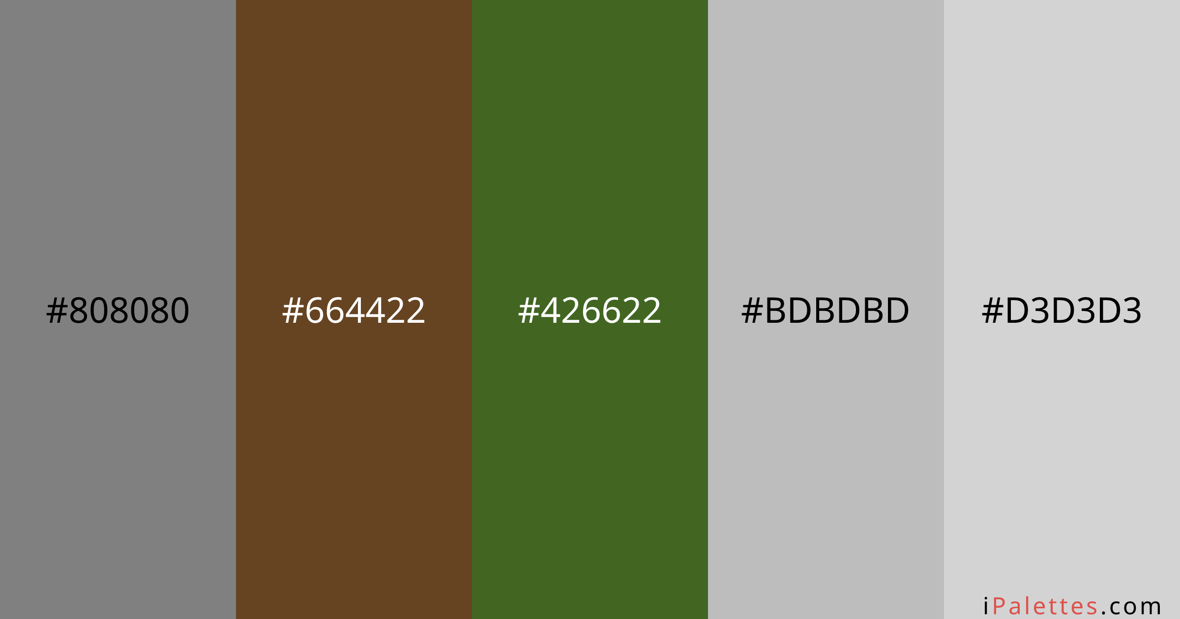 Mouse Color Palette and colors #808080 #664422 #426622 #bdbdbd #d3d3d3 ...
