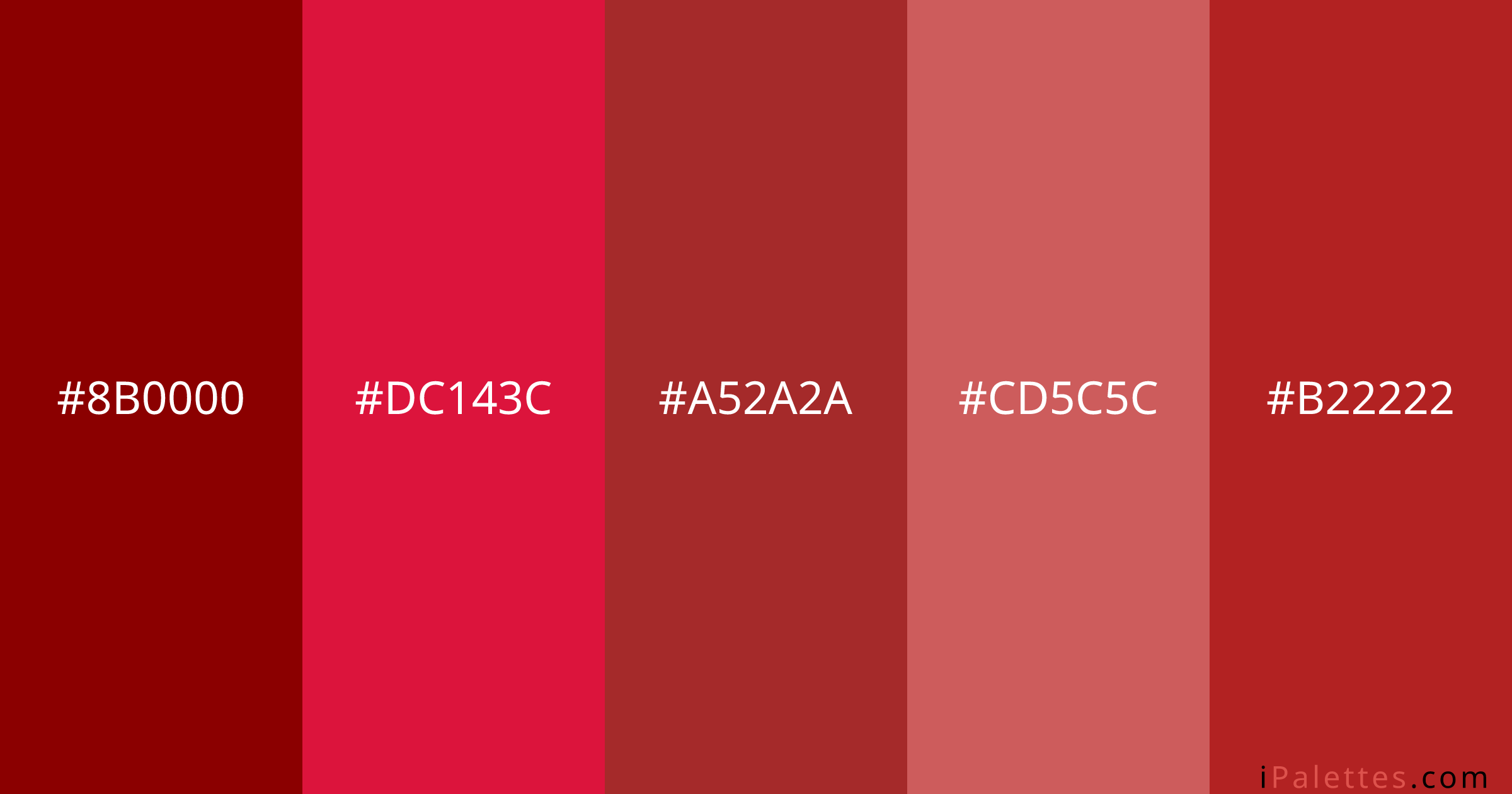 Cranberry Color Palette and colors #8B0000 #DC143C #A52A2A #CD5C5C # ...