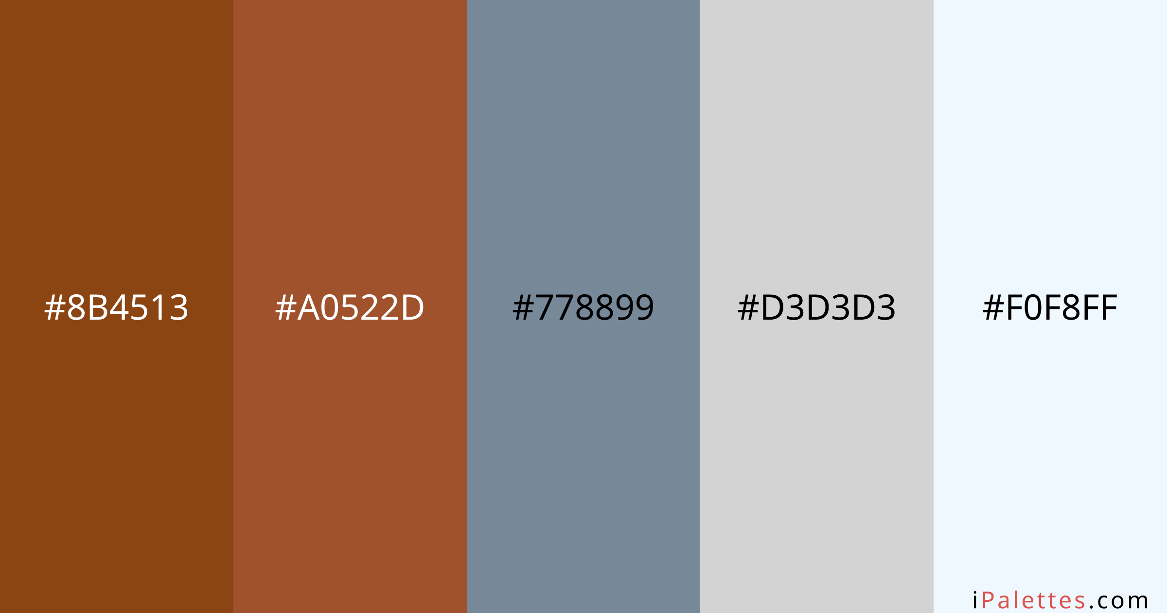 Mountain Color Palette and colors #8B4513 #A0522D #778899 #D3D3D3 # ...