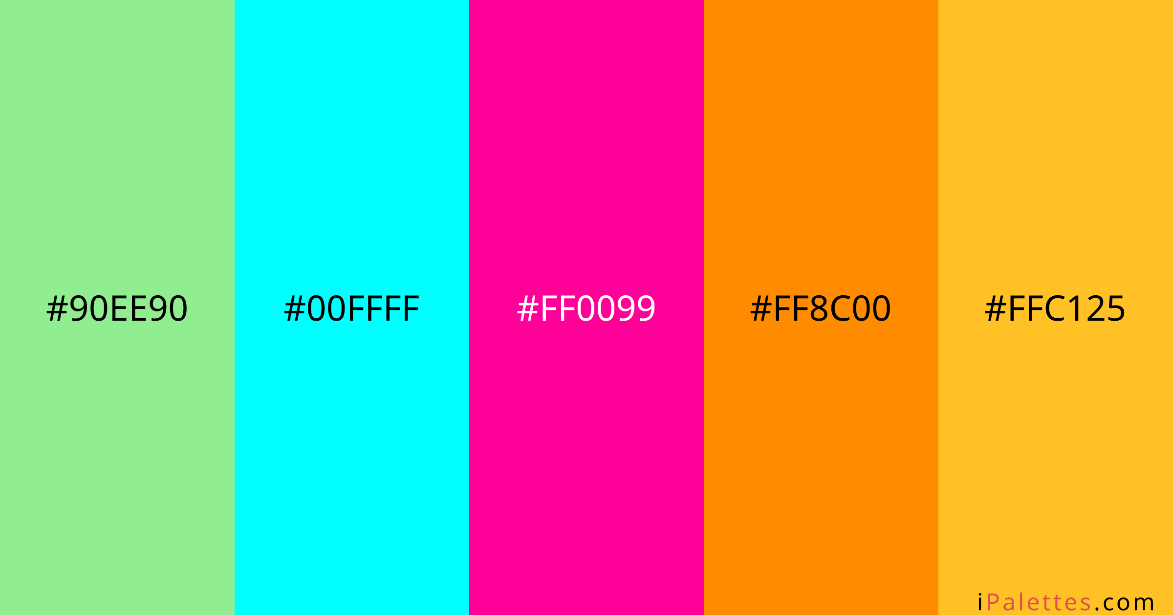 Hyperliquid Color Palette and colors #90ee90 #00ffff #ff0099 #ff8c00 # ...