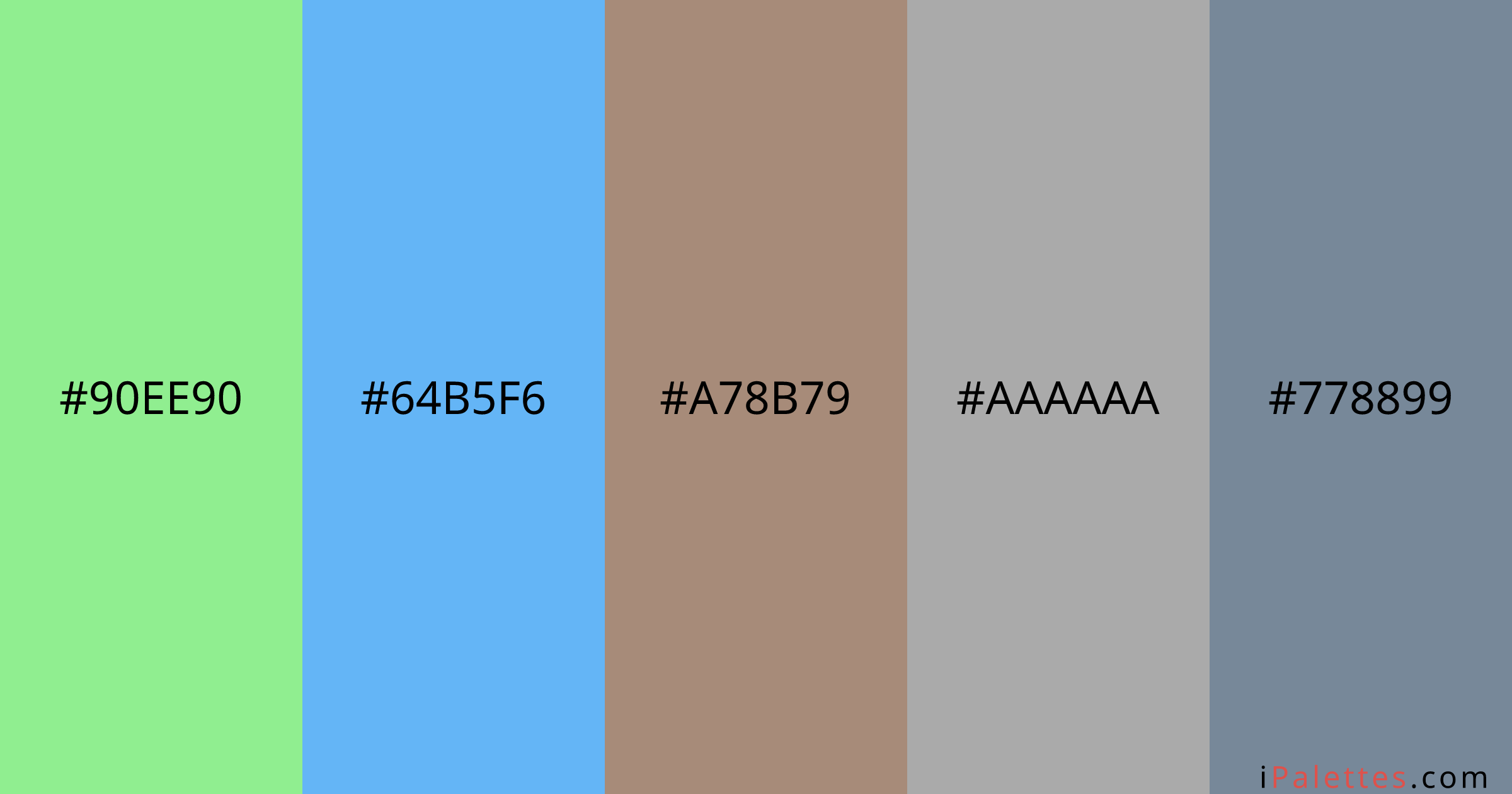 Pomeon ghost grass type Color Palette and colors #90ee90 #64b5f6 # ...