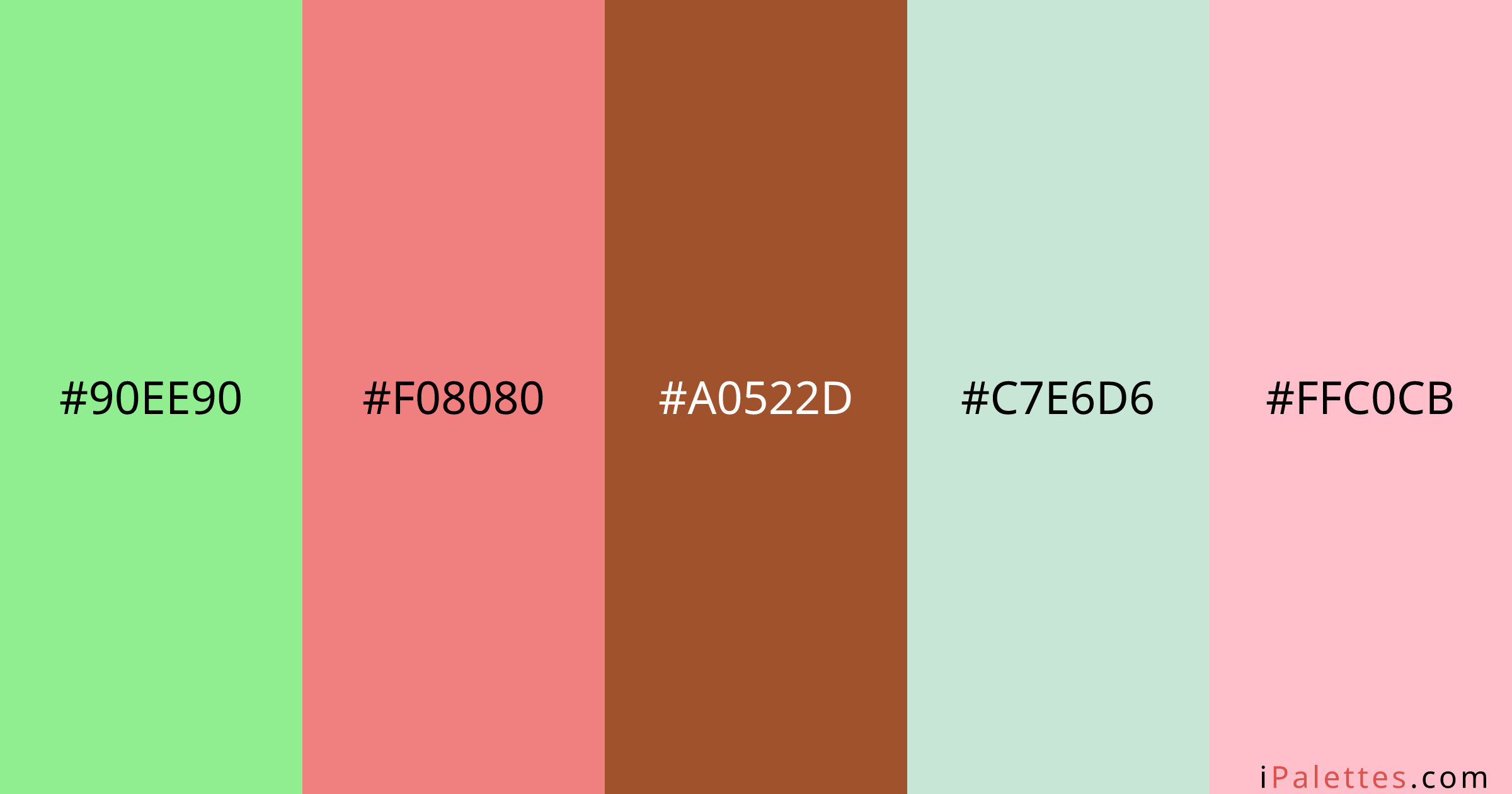 Element Earth green and pink Color Palette and colors #90ee90 #f08080 # ...