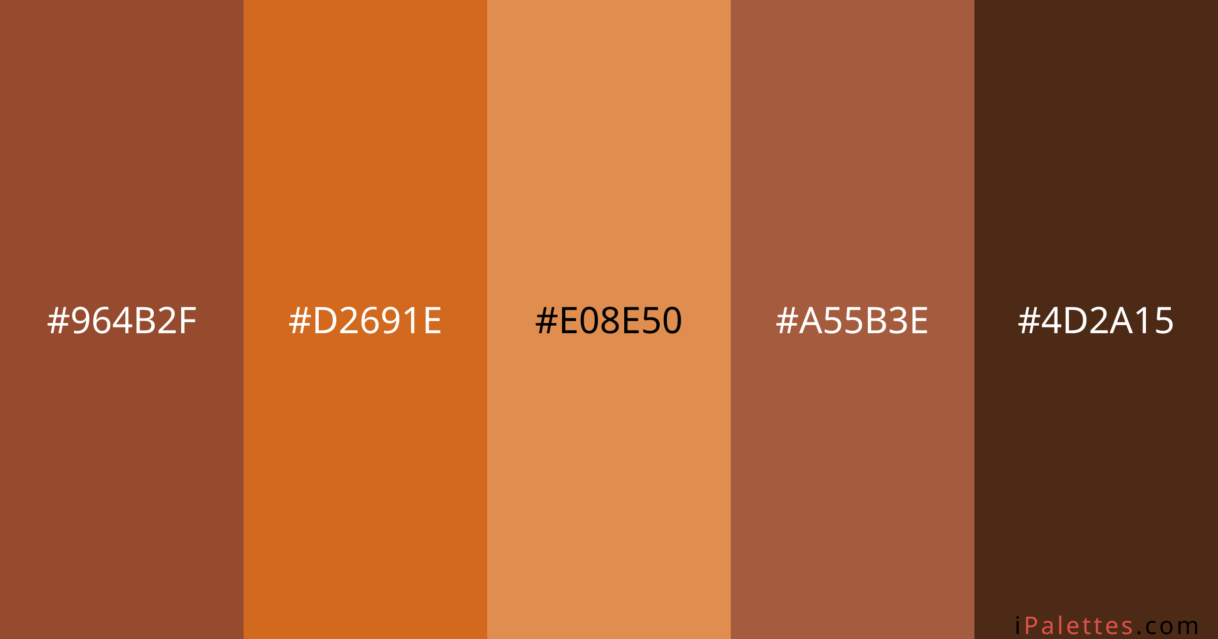 Old World Brews Color Palette and colors #964b2f #d2691e #e08e50 # ...