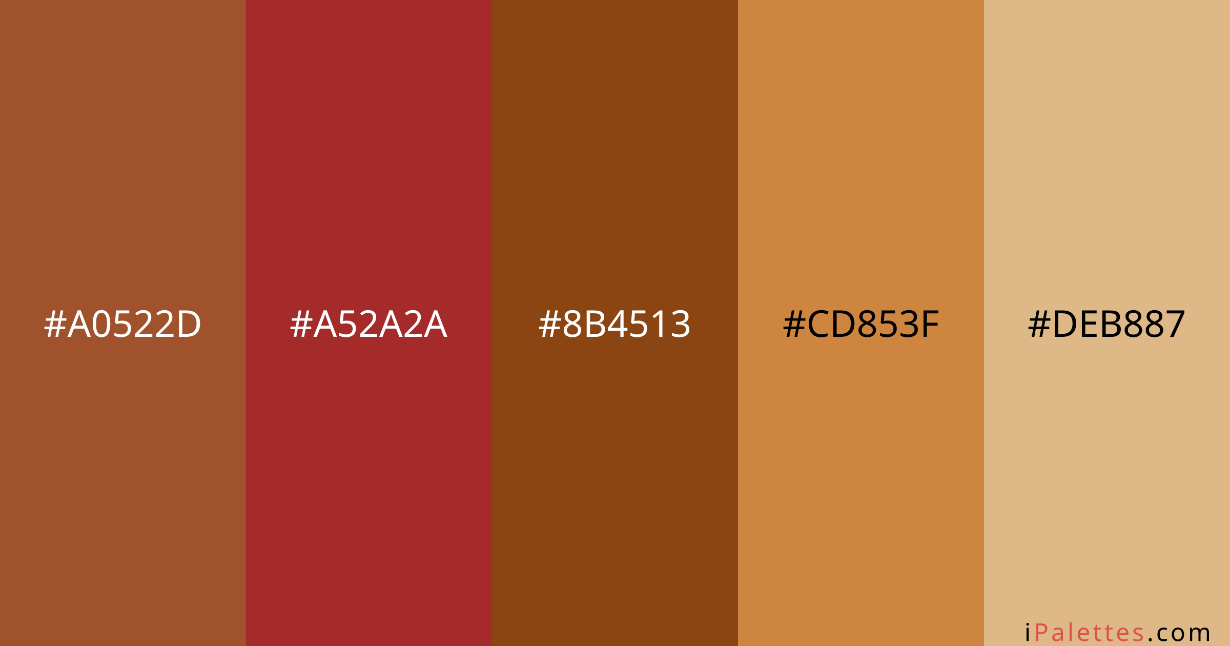 Autumn Color Palette and colors #A0522D #A52A2A #8B4513 #CD853F #DEB887 ...