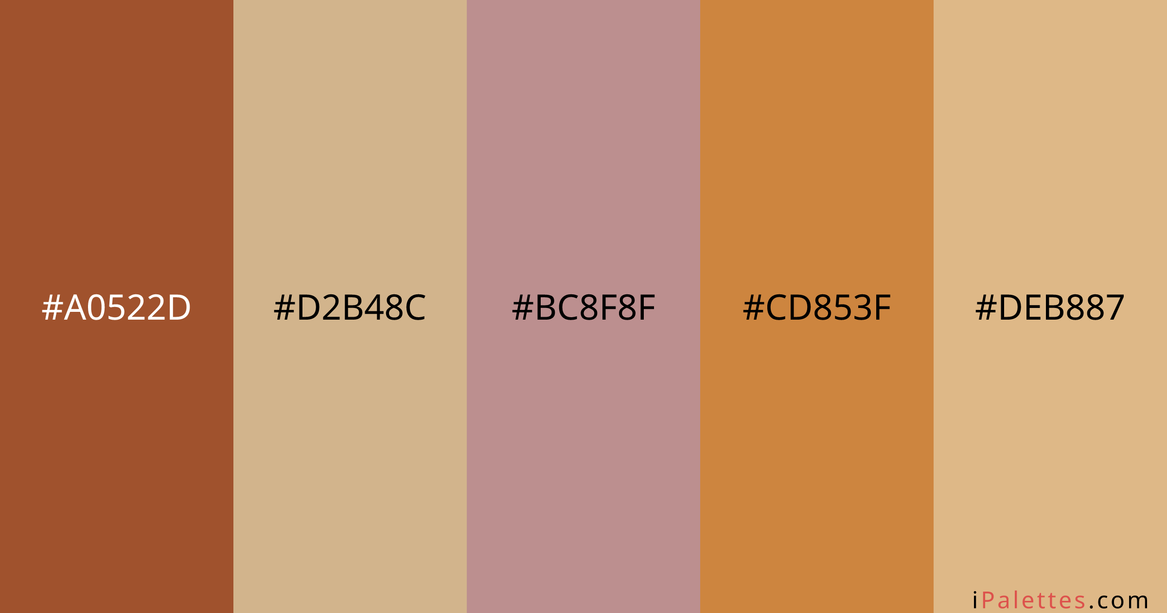 Earthy Boho Color Palette and colors #A0522D #D2B48C #BC8F8F #CD853F # ...