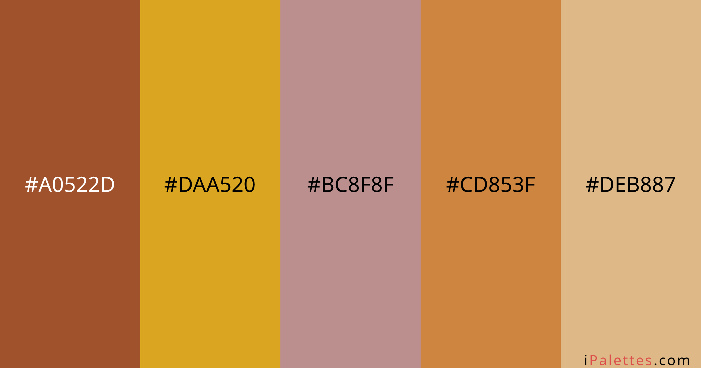 Art Nouveau Color Palette and colors #A0522D #DAA520 #BC8F8F #CD853F # ...