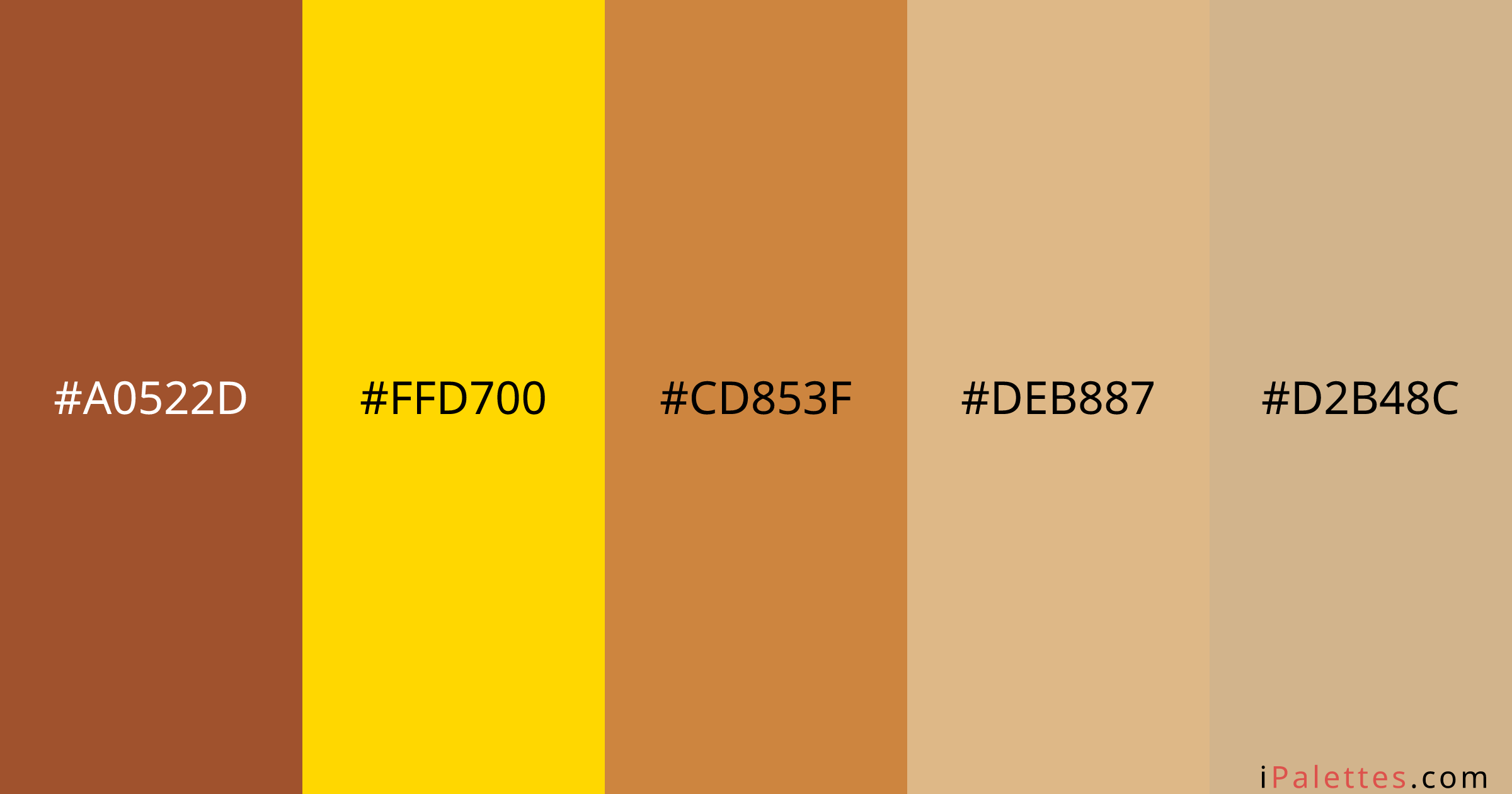 Moroccan Color Palette and colors #A0522D #FFD700 #CD853F #DEB887 # ...