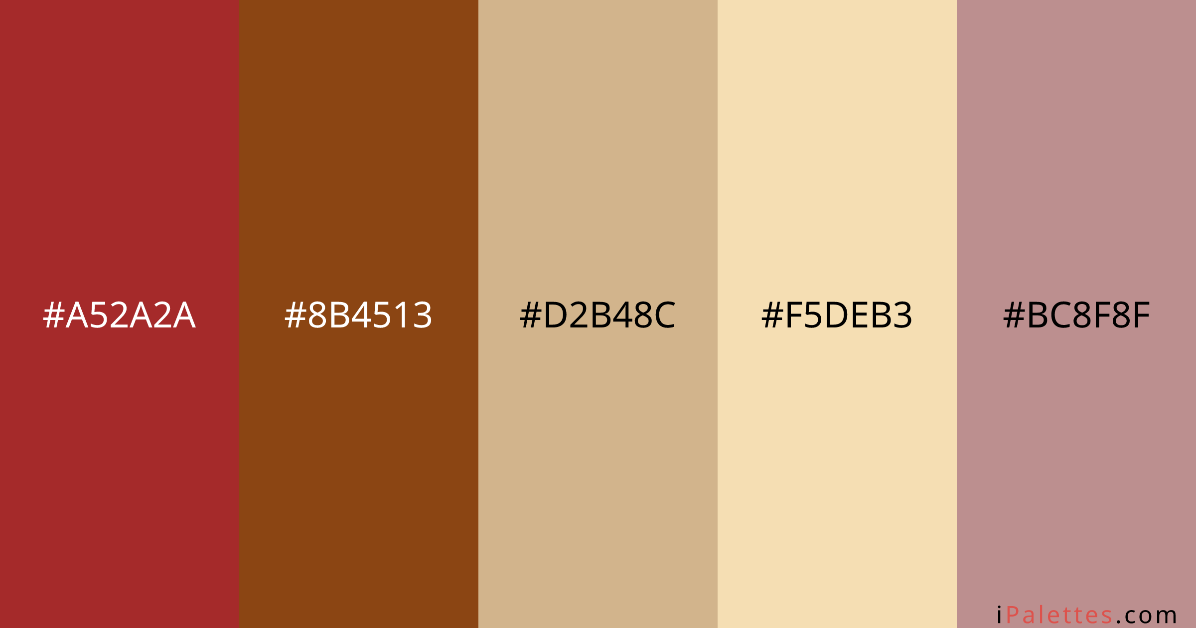 Hair Color Palette and colors #A52A2A #8B4513 #D2B48C #F5DEB3 #BC8F8F ...