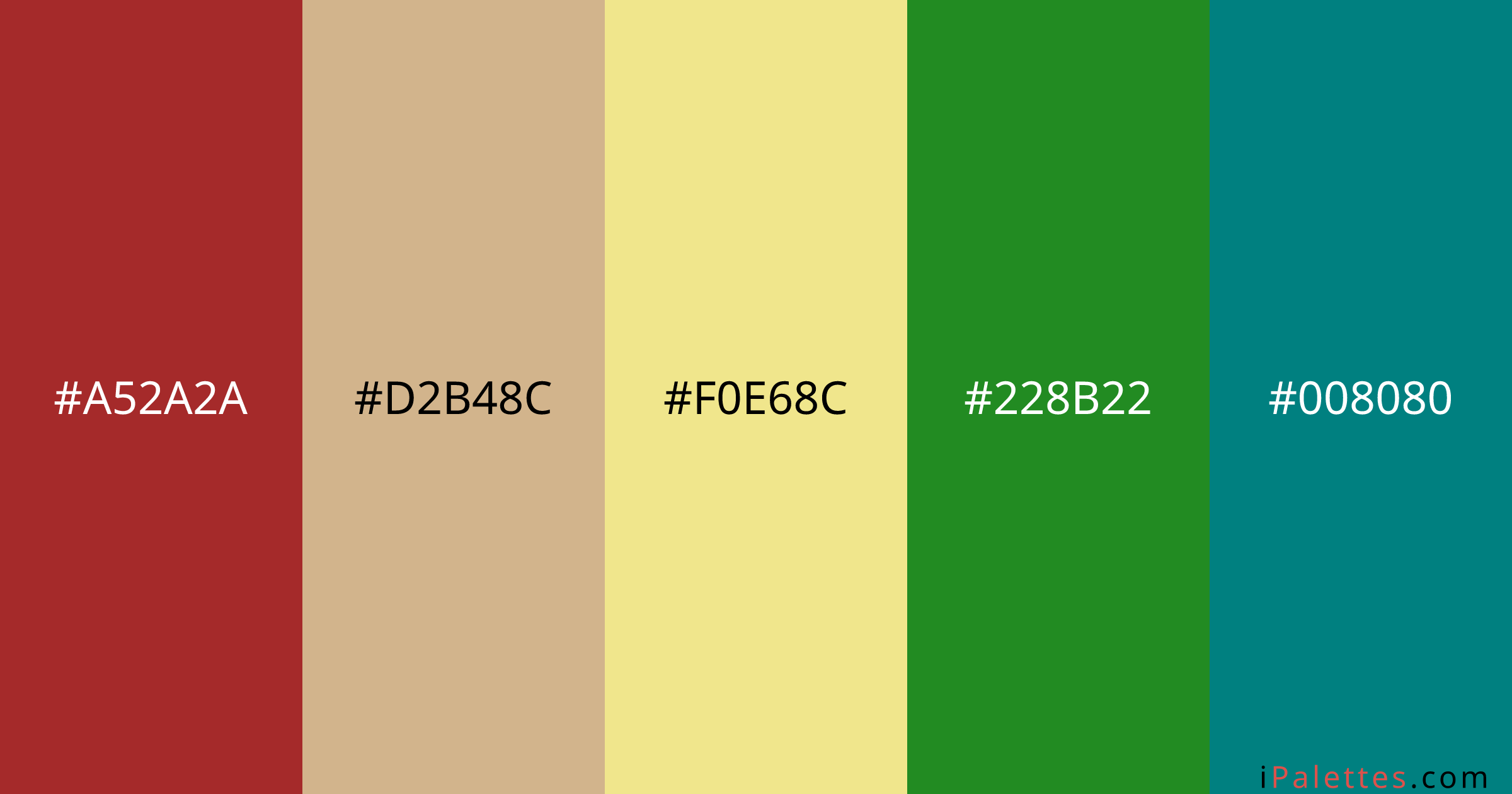 Ramadan Color Palette and colors #A52A2A #D2B48C #F0E68C #228B22 ...
