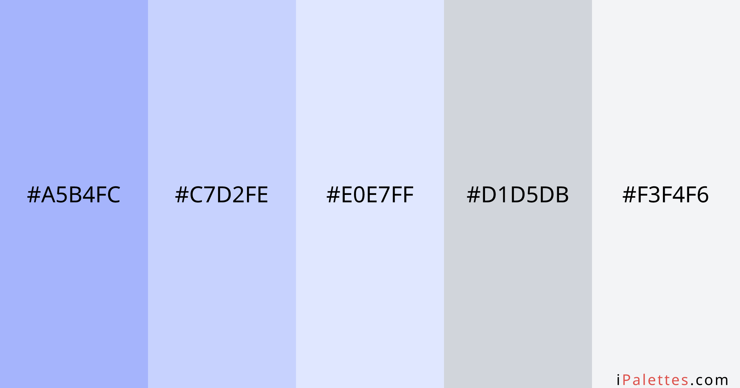 Dark pastel Color Palette and colors #A5B4FC #C7D2FE #E0E7FF #D1D5DB # ...