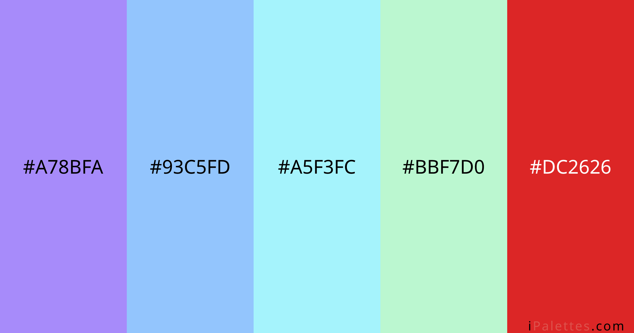 Frutiger aero Color Palette and colors #A78BFA #93C5FD #A5F3FC #BBF7D0 ...