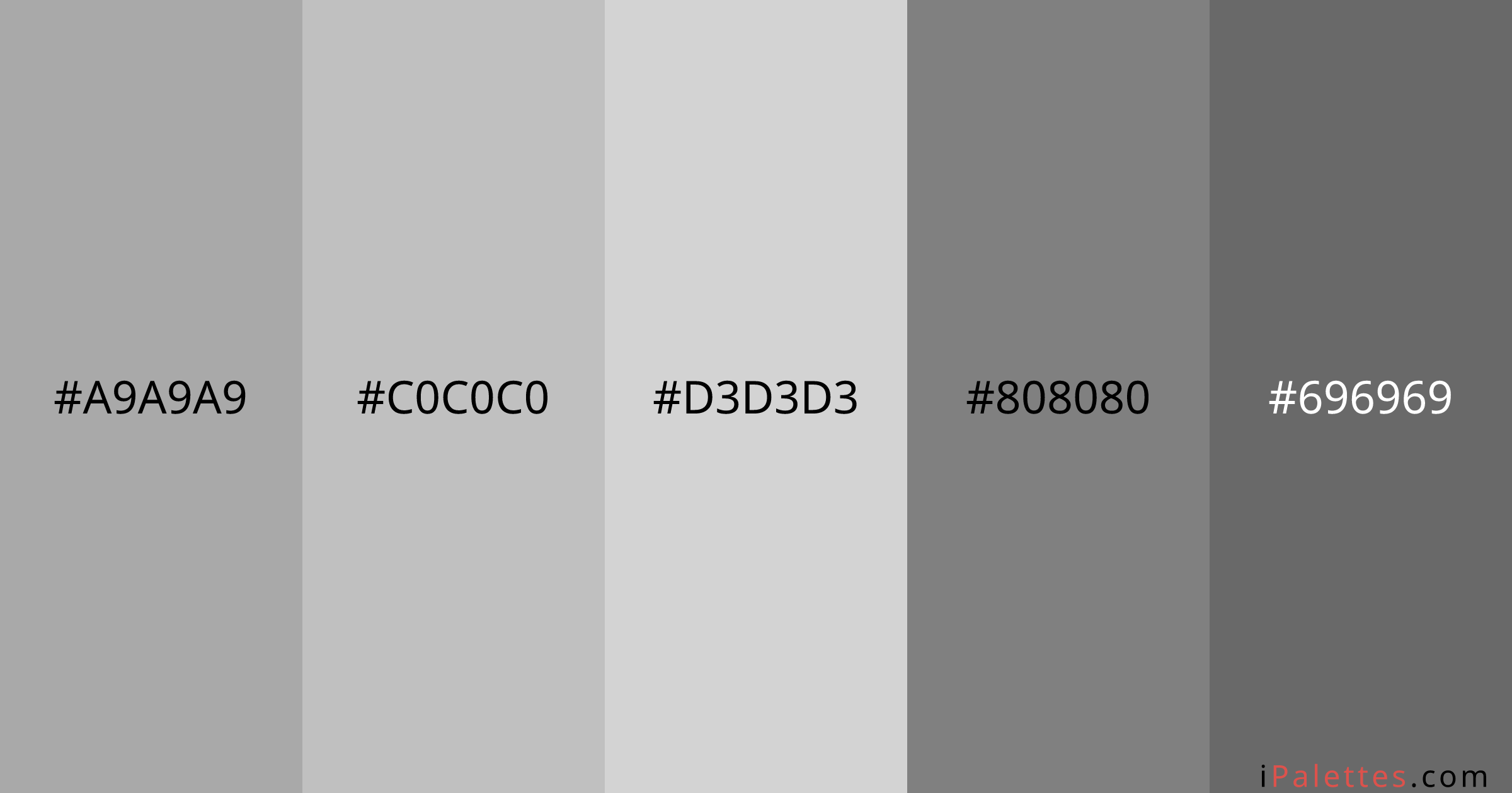 Metal Color Palette and colors #A9A9A9 #C0C0C0 #D3D3D3 #808080 #696969 ...