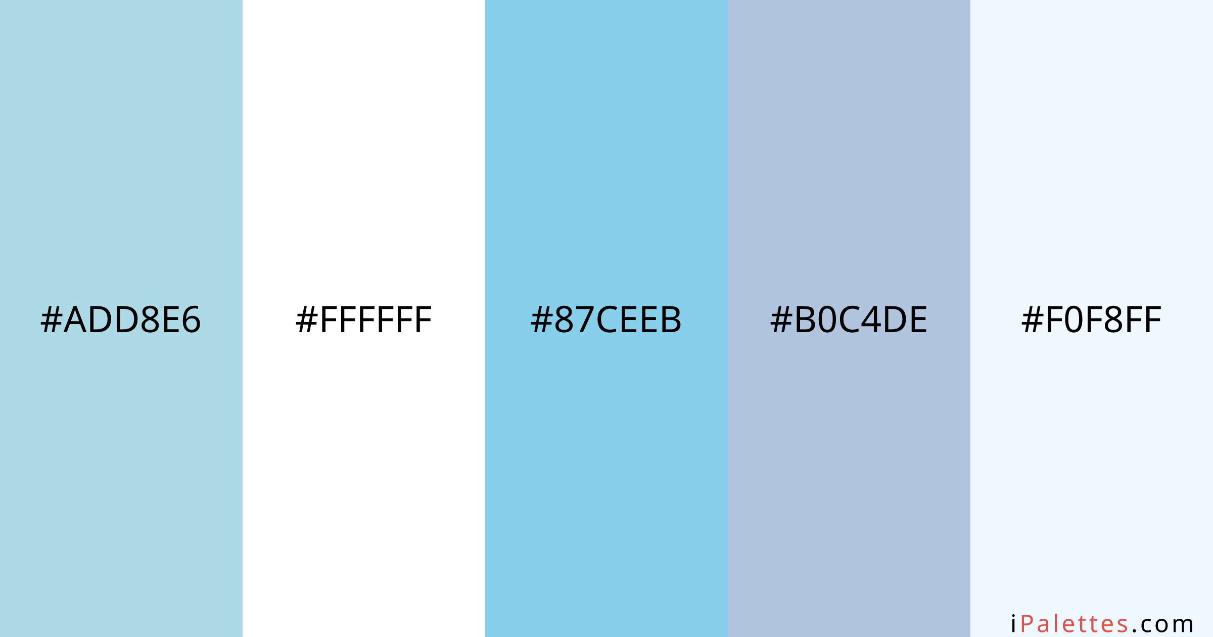 Greek Color Palette and colors #ADD8E6 #FFFFFF #87CEEB #B0C4DE #F0F8FF ...