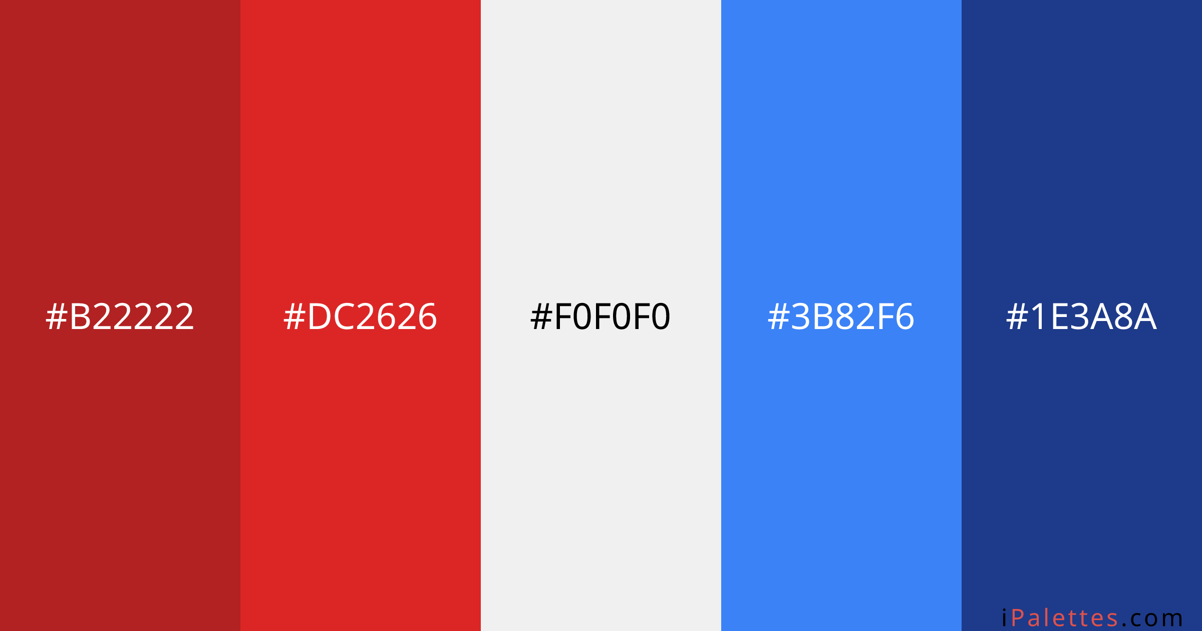 Americana Color Palette and colors #B22222 #DC2626 #F0F0F0 #3B82F6 ...