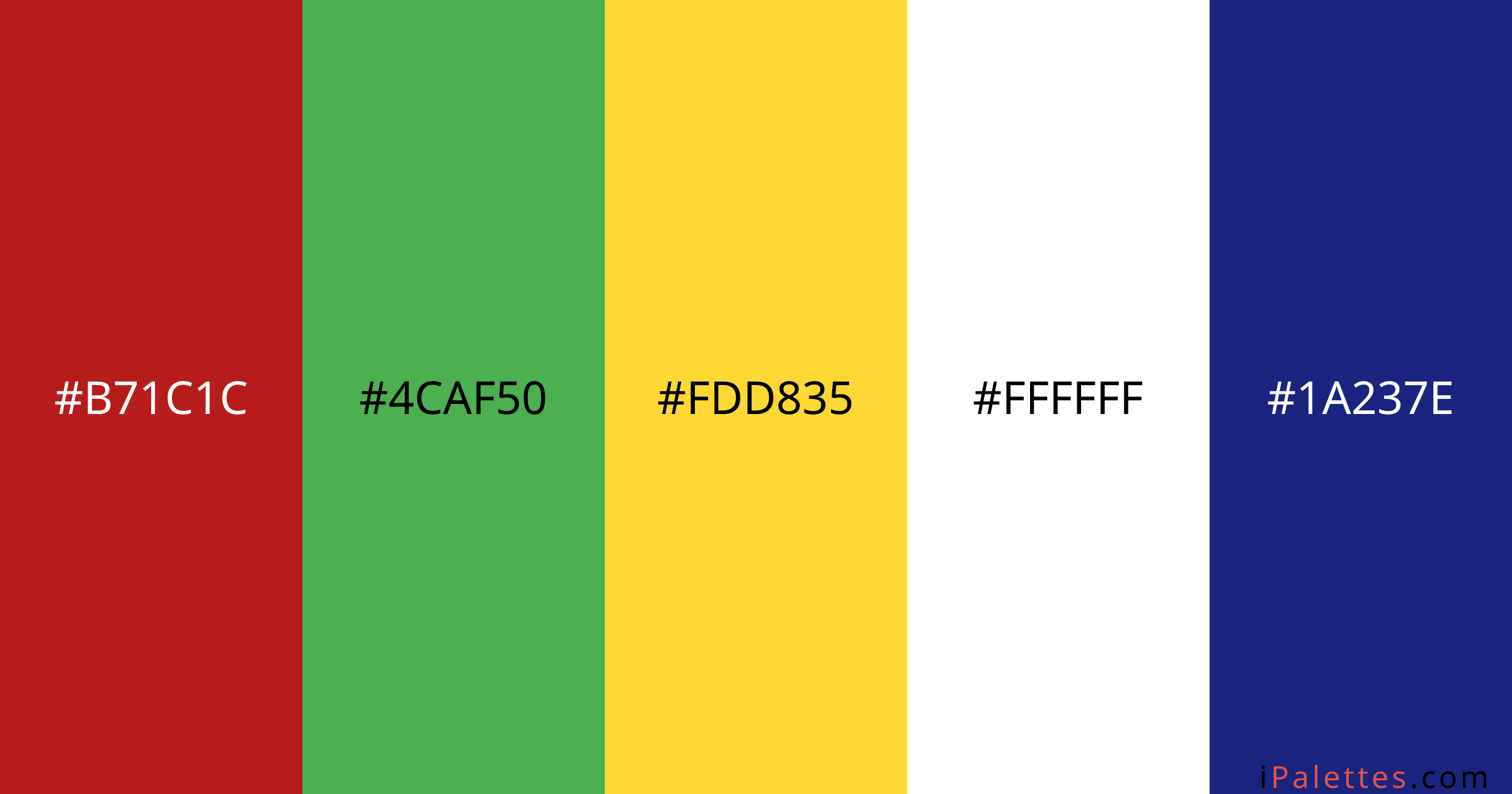 Christmas Color Palette and colors #B71C1C #4CAF50 #FDD835 #FFFFFF ...