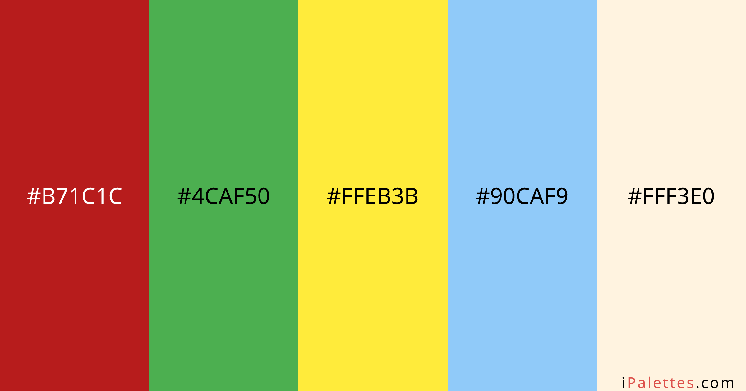 Christmas Color Palette and colors #B71C1C #4CAF50 #FFEB3B #90CAF9 # ...