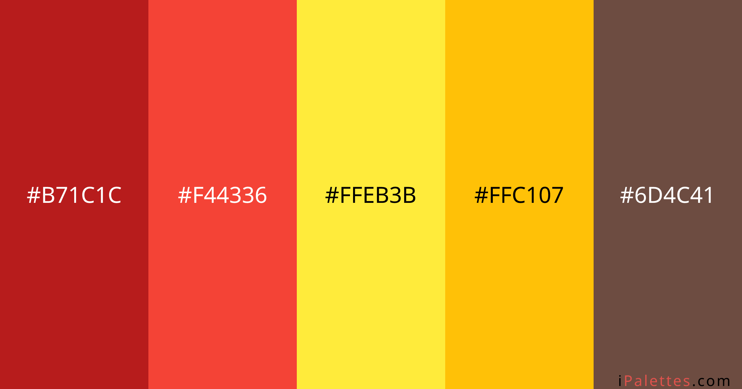 1989 Chinese Zodiac Color Palette and colors #B71C1C #F44336 #FFEB3B # ...