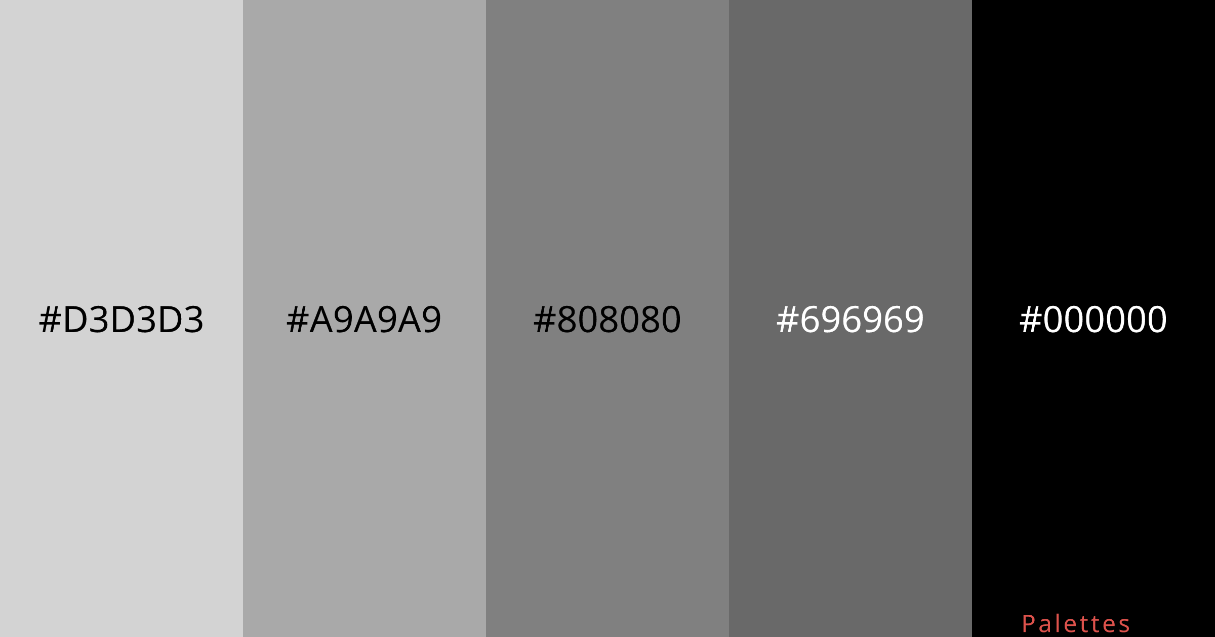 Urban Concrete Color Palette and colors #D3D3D3 #A9A9A9 #808080 #696969 ...