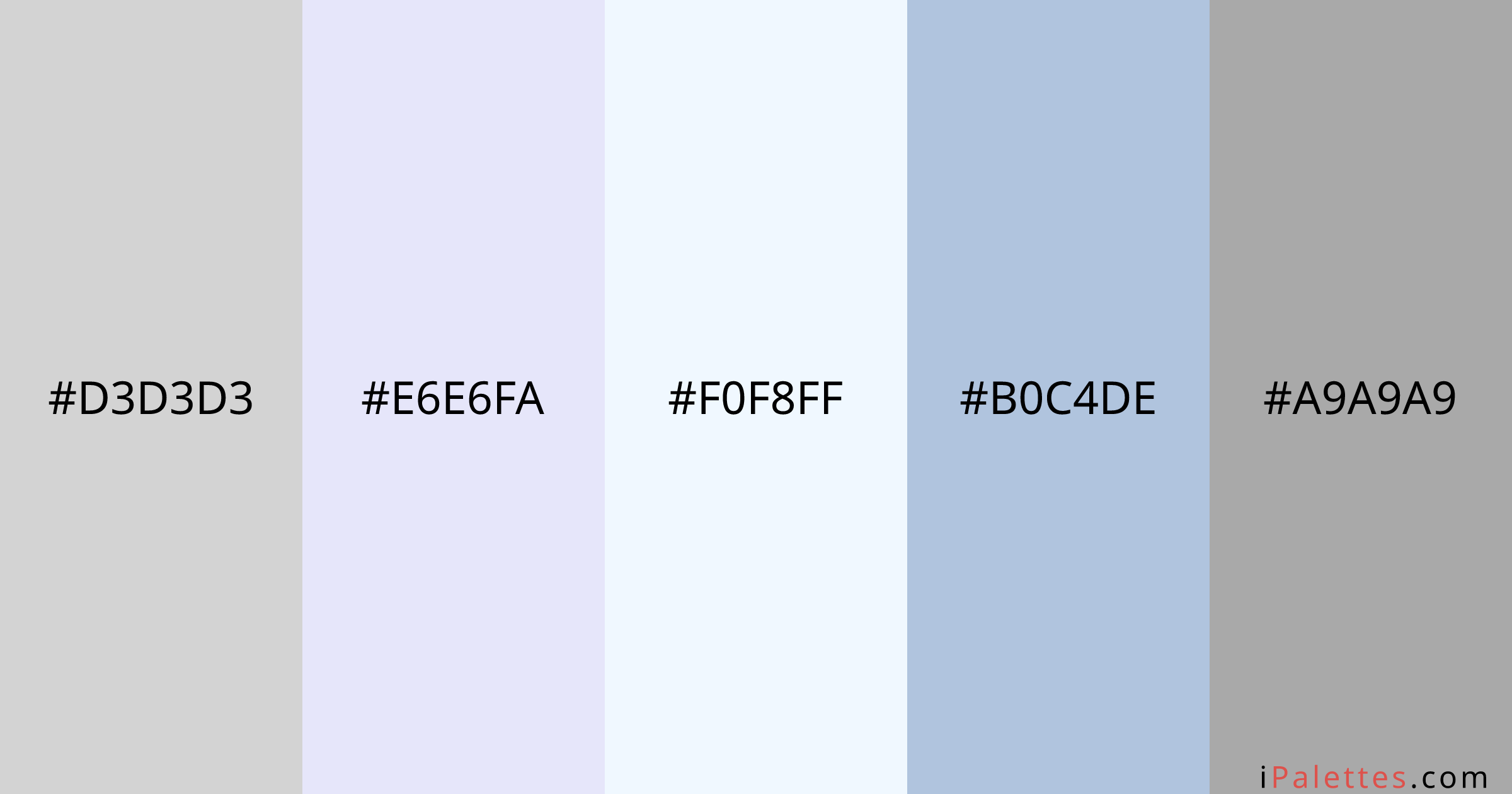 Moonlight Color Palette and colors #D3D3D3 #E6E6FA #F0F8FF #B0C4DE # ...