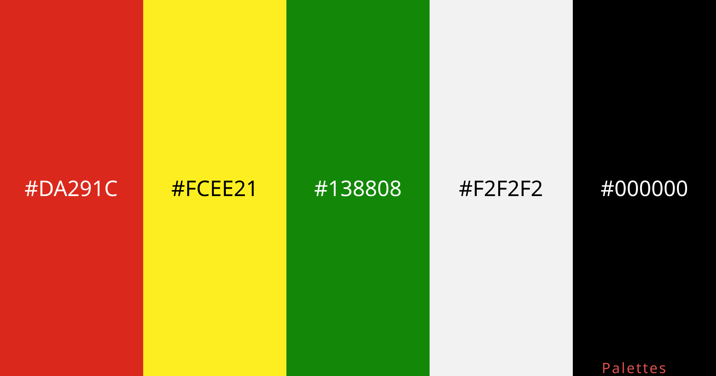 Mexican Color Palette and colors #DA291C #FCEE21 #138808 #F2F2F2 ...