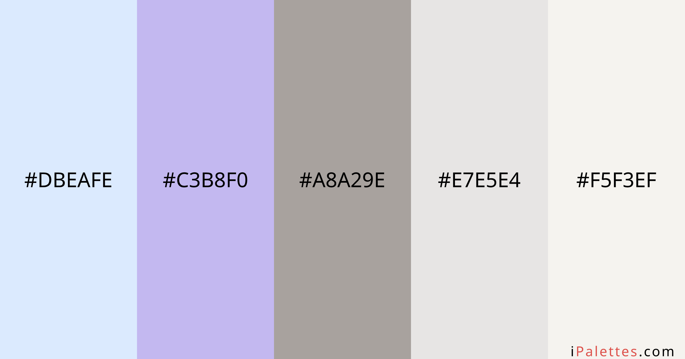 Mental health Color Palette and colors #DBEAFE #C3B8F0 #A8A29E #E7E5E4 ...