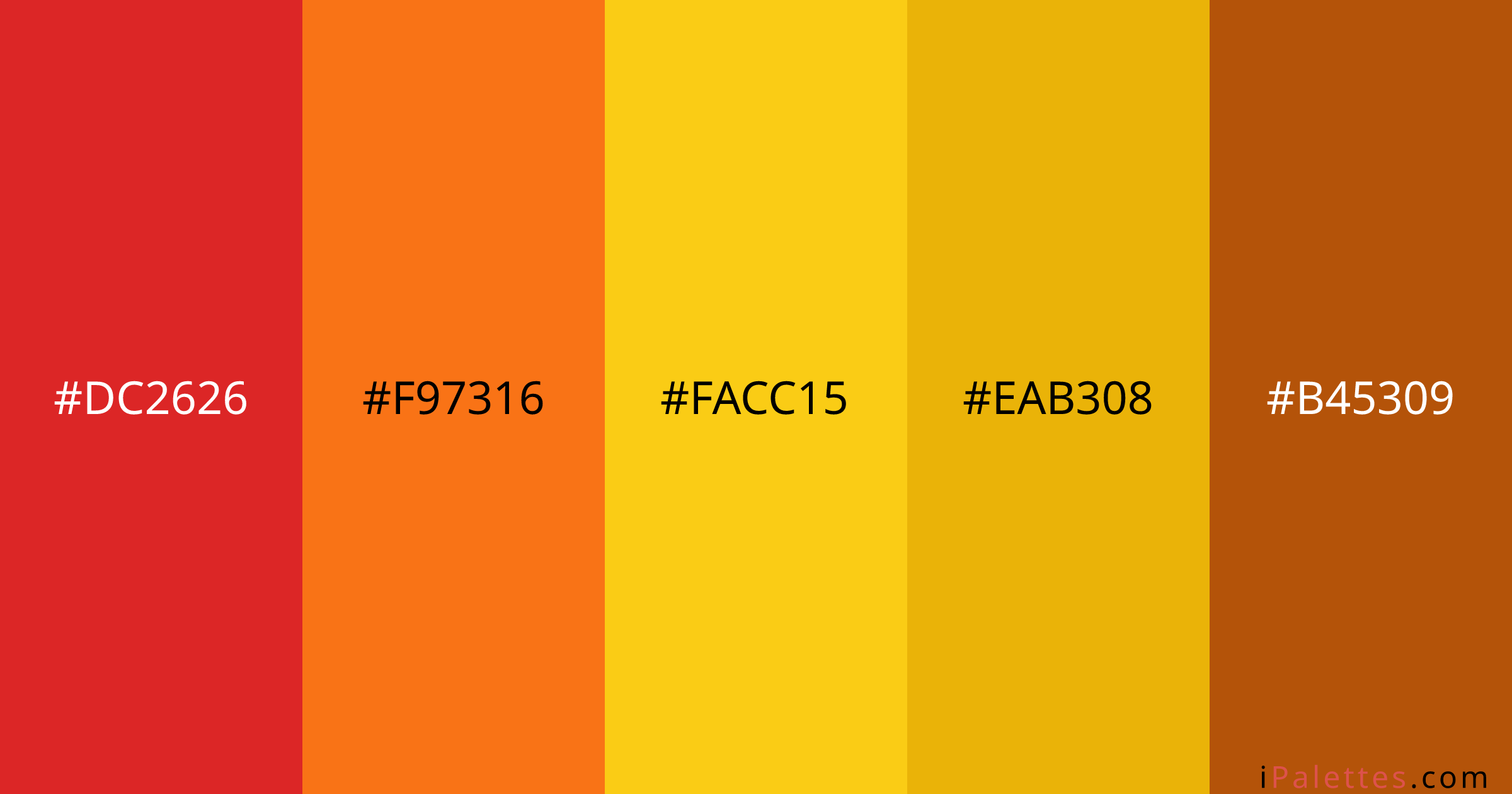 Phoenix Color Palette and colors #DC2626 #F97316 #FACC15 #EAB308 # ...