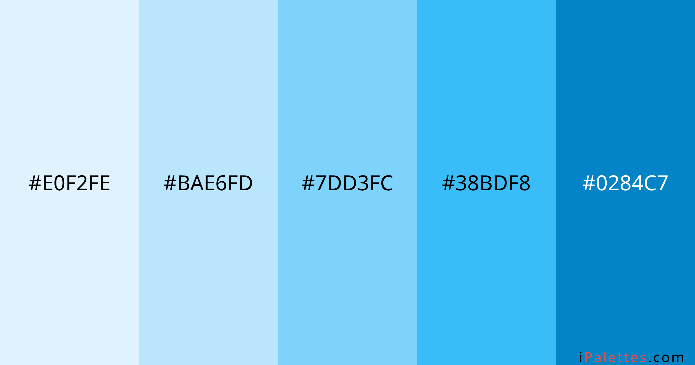 Frozen Color Palette and colors #E0F2FE #BAE6FD #7DD3FC #38BDF8 #0284C7 ...
