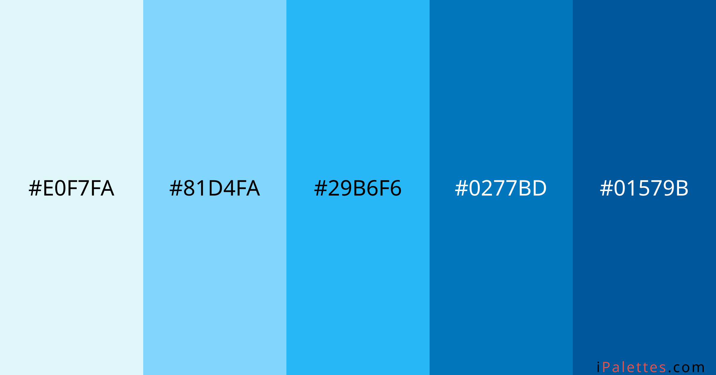Deep Ocean Color Palette and colors #E0F7FA #81D4FA #29B6F6 #0277BD ...