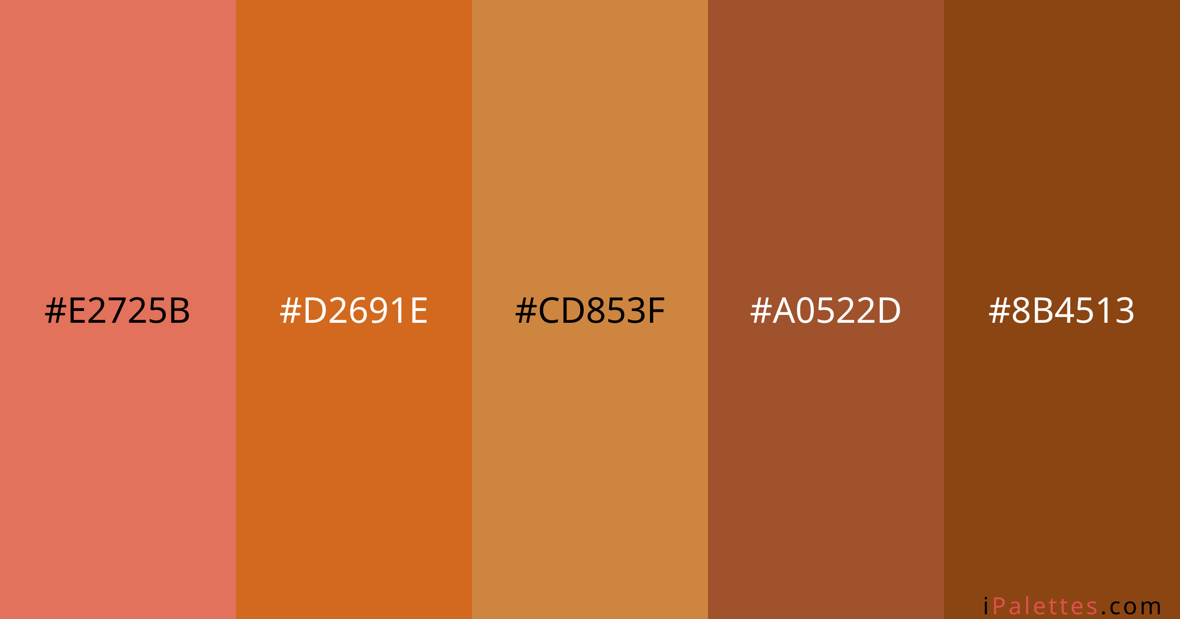 Terracotta Color Palette and colors #E2725B #D2691E #CD853F #A0522D ...