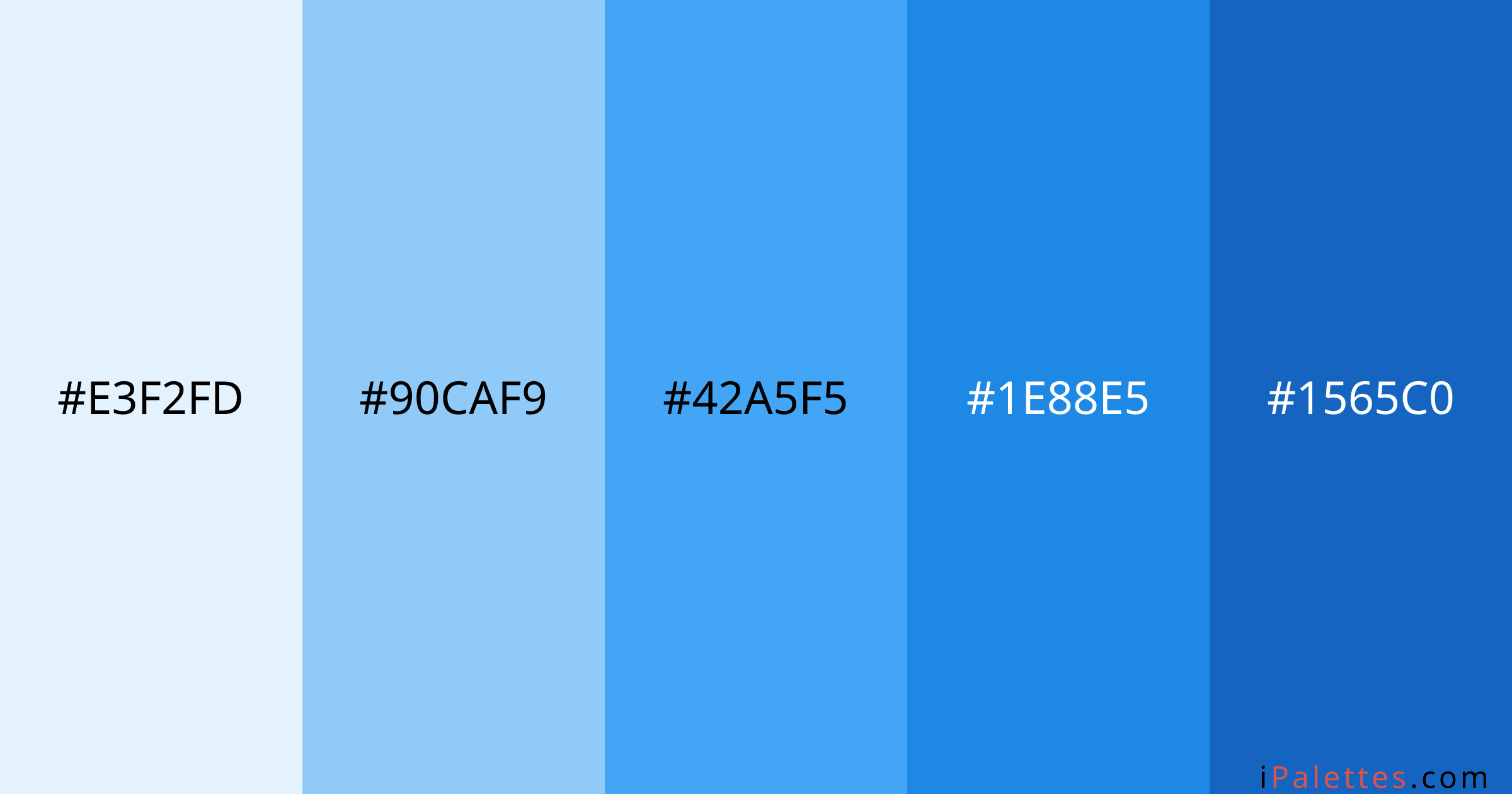 Tech Startup Color Palette and colors #E3F2FD #90CAF9 #42A5F5 #1E88E5 ...