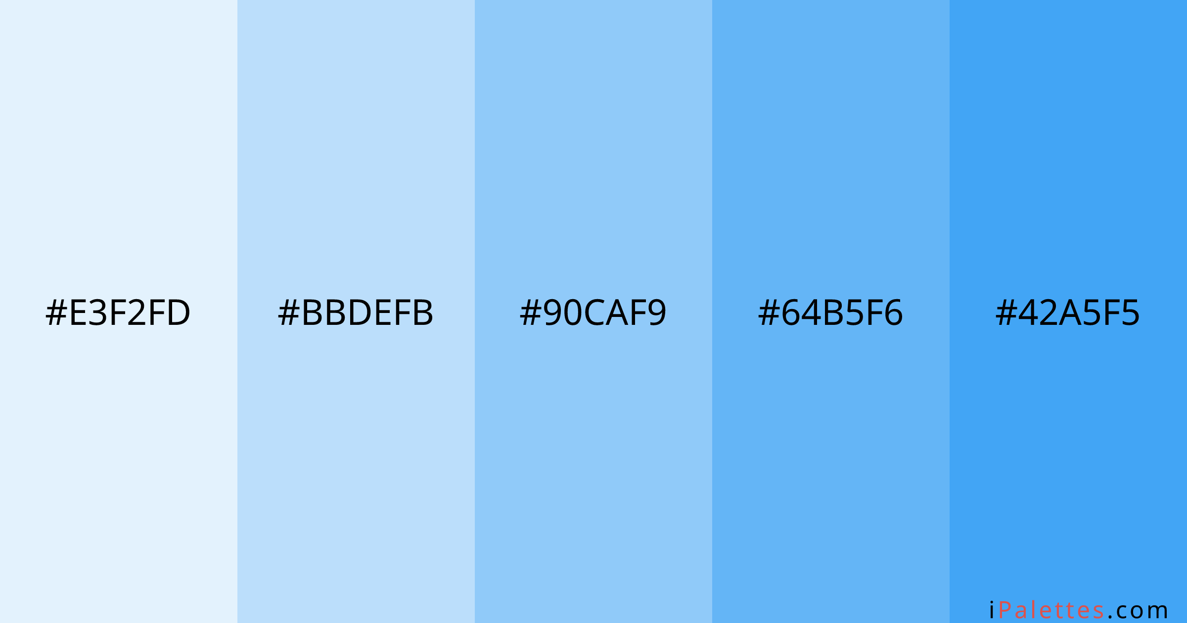 Winter, ice Color Palette and colors #E3F2FD #BBDEFB #90CAF9 #64B5F6 ...