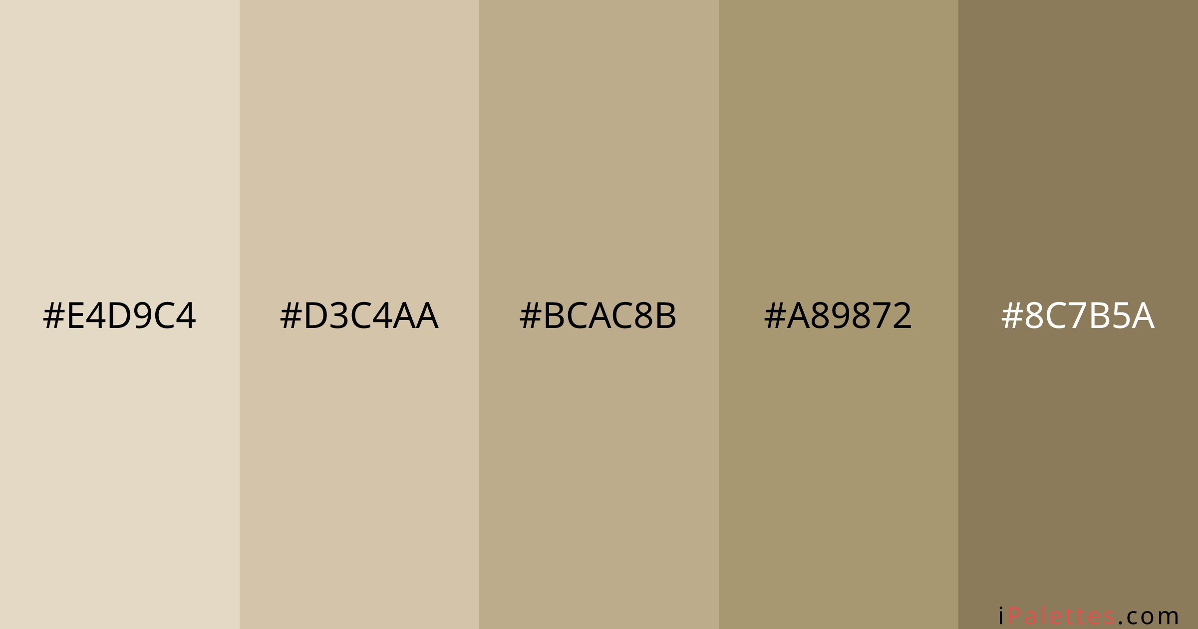 Behr wheat bread Color Palette and colors #E4D9C4 #D3C4AA #BCAC8B # ...