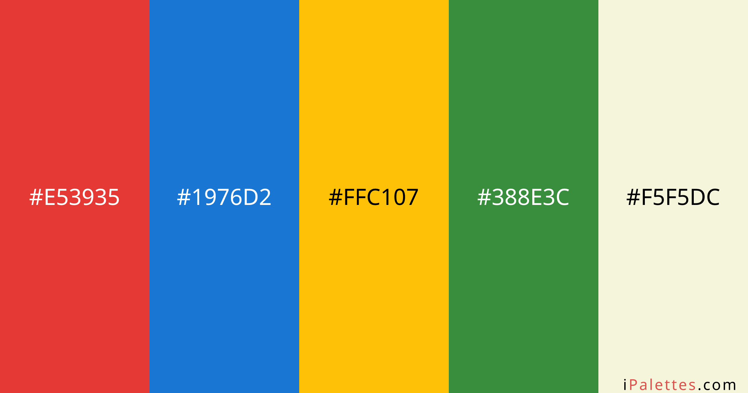 One Piece Diamante Color Palette and colors #E53935 #1976D2 #FFC107 ...