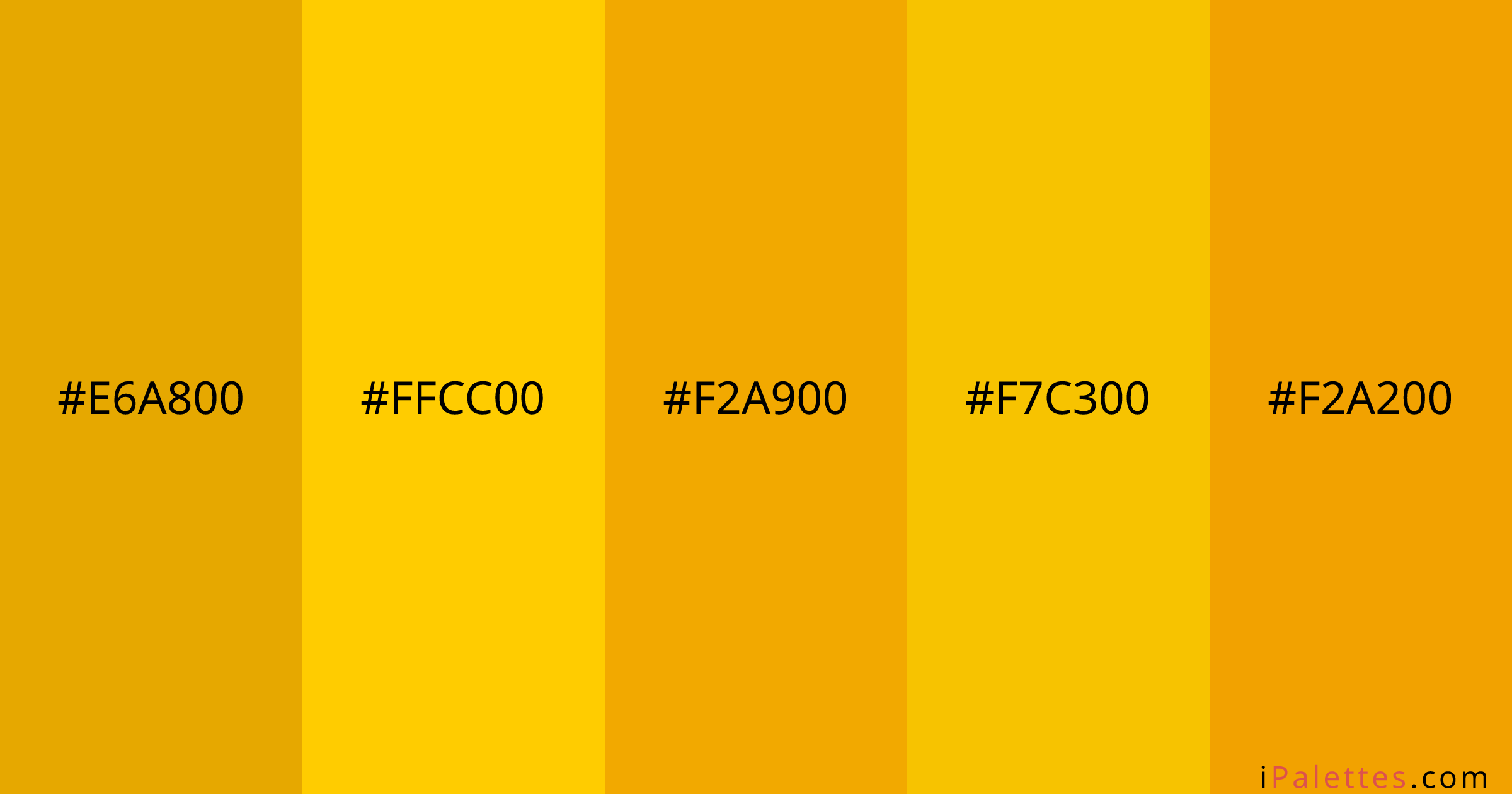 Golden Hour Color Palette and colors #E6A800 #FFCC00 #F2A900 #F7C300 # ...