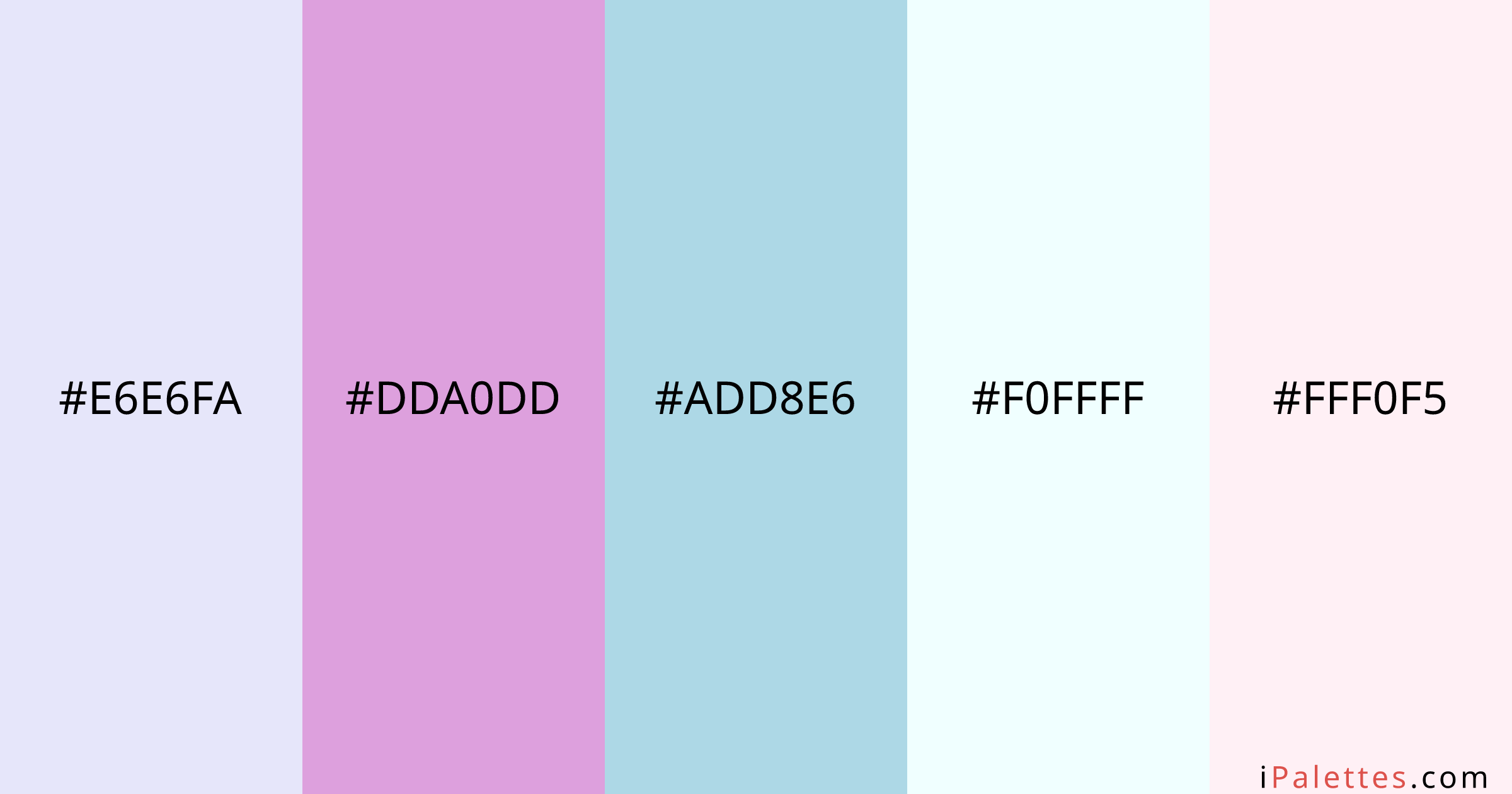 Bridgerton Color Palette and colors #E6E6FA #DDA0DD #ADD8E6 #F0FFFF # ...