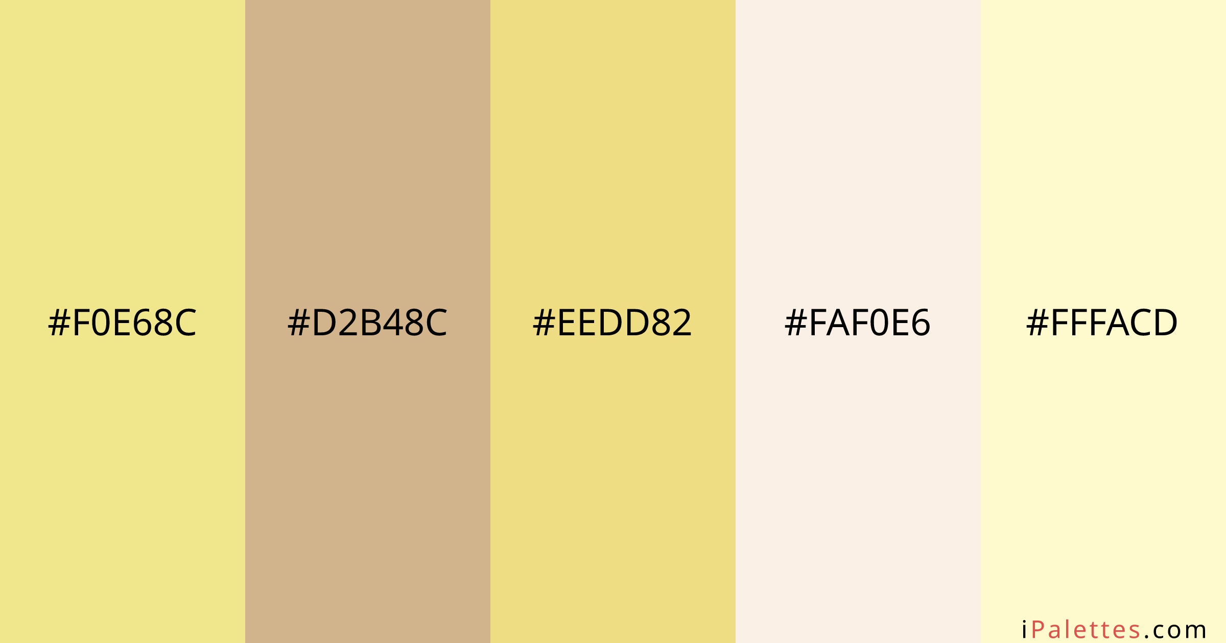 Pale Oak Color Palette and colors #F0E68C #D2B48C #EEDD82 #FAF0E6 # ...