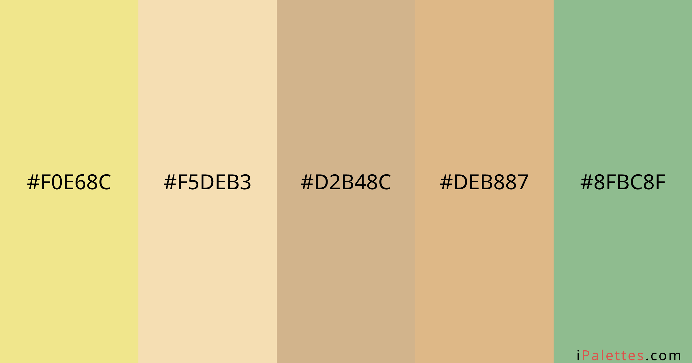 Three retro Color Palette and colors #F0E68C #F5DEB3 #D2B48C #DEB887 ...