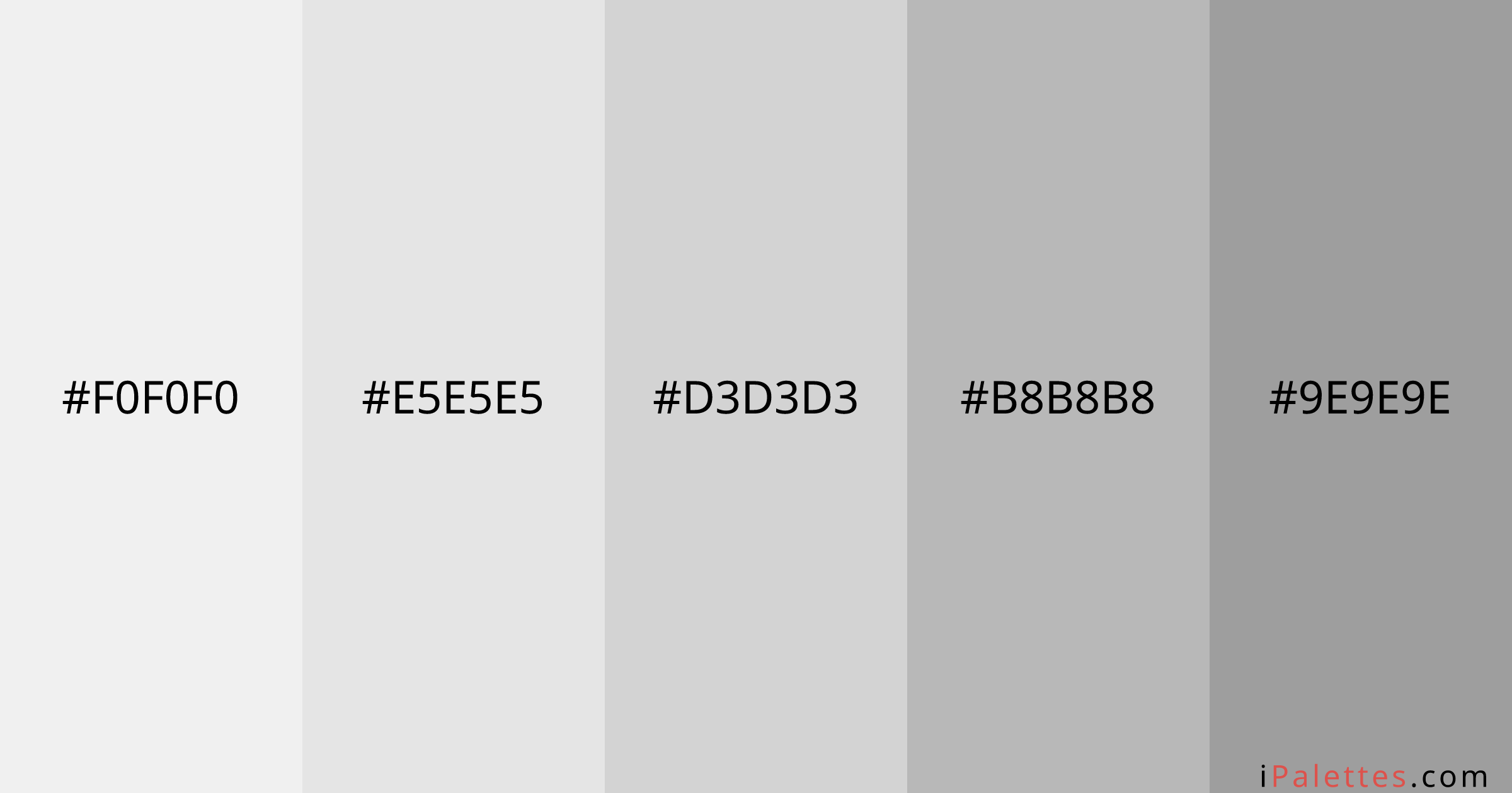 Snowbound Color Palette and colors #F0F0F0 #E5E5E5 #D3D3D3 #B8B8B8 ...