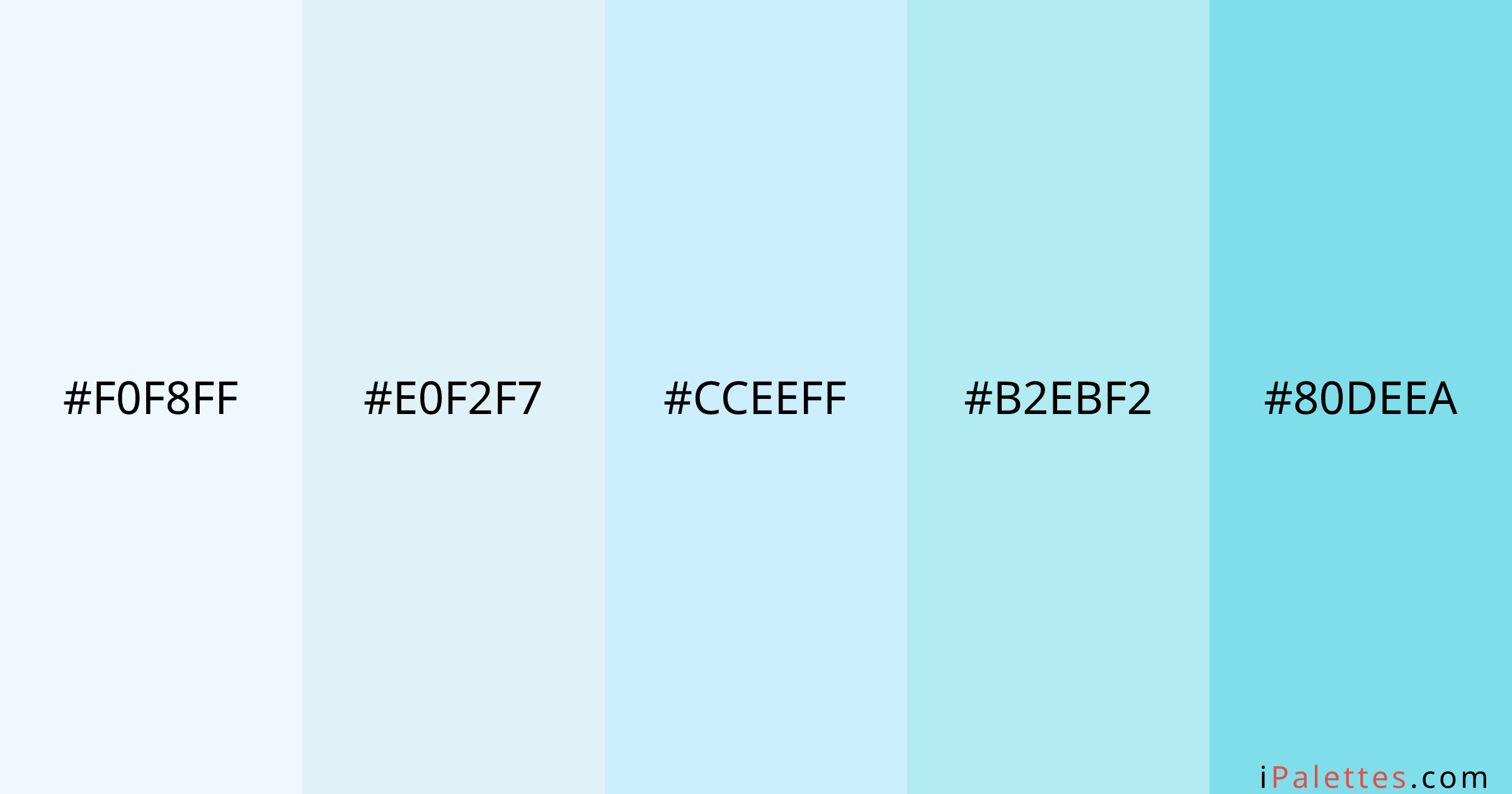 Coastal Grandmother Color Palette and colors #F0F8FF #E0F2F7 #CCEEFF # ...