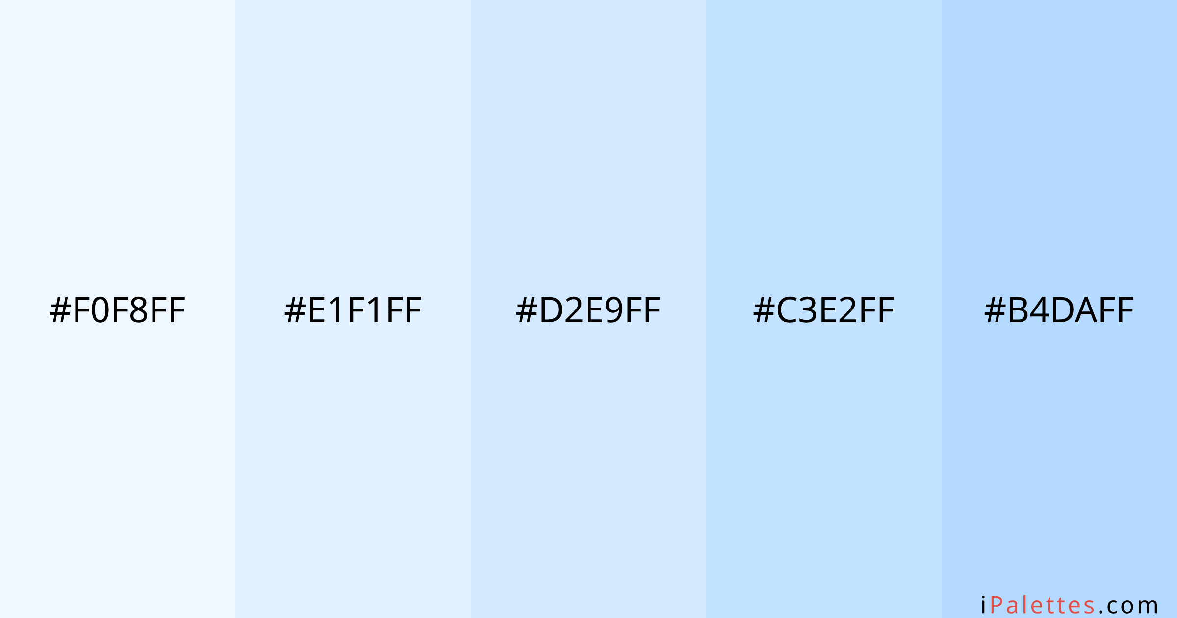 Generate From One Color Color Palette and colors #F0F8FF #E1F1FF # ...