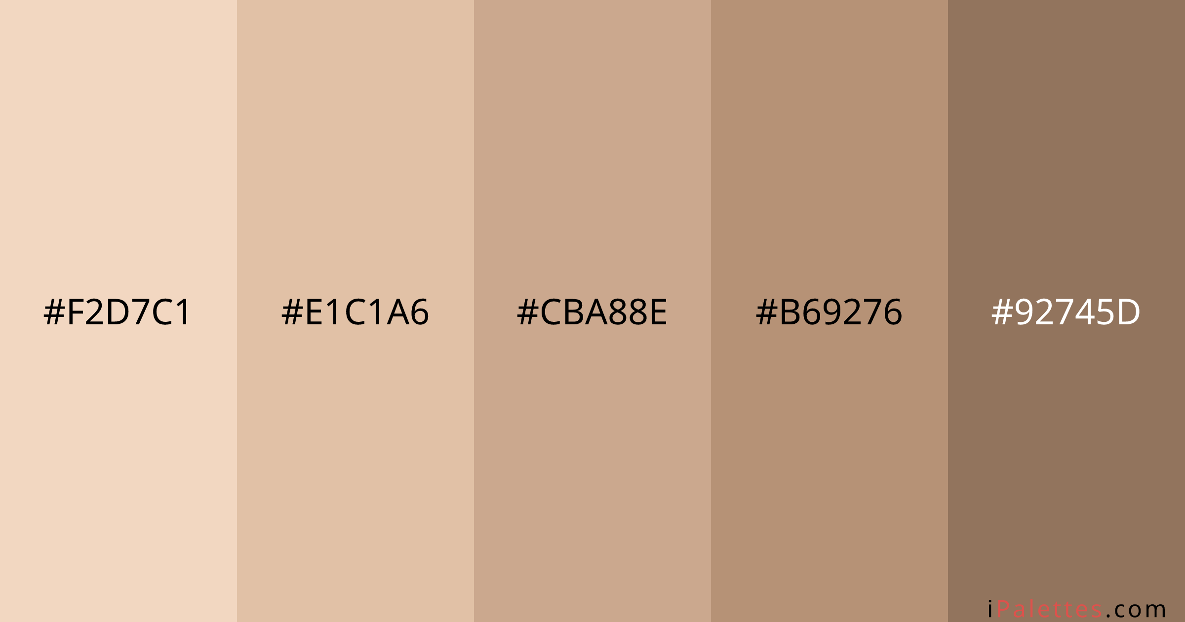 Sandwing Color Palette and colors #F2D7C1 #E1C1A6 #CBA88E #B69276 ...
