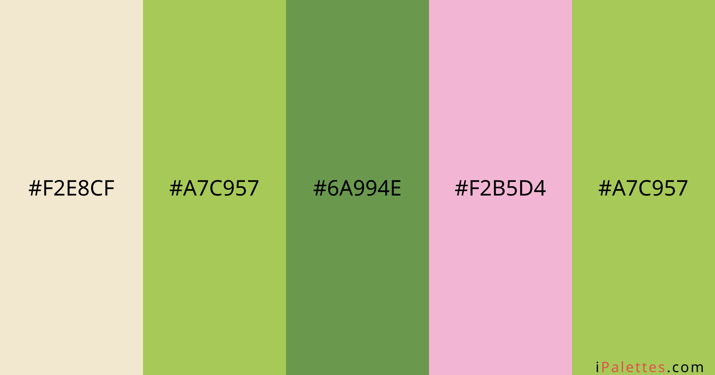 Spring Color Palette and colors #F2E8CF #A7C957 #6A994E #F2B5D4 #A7C957 ...