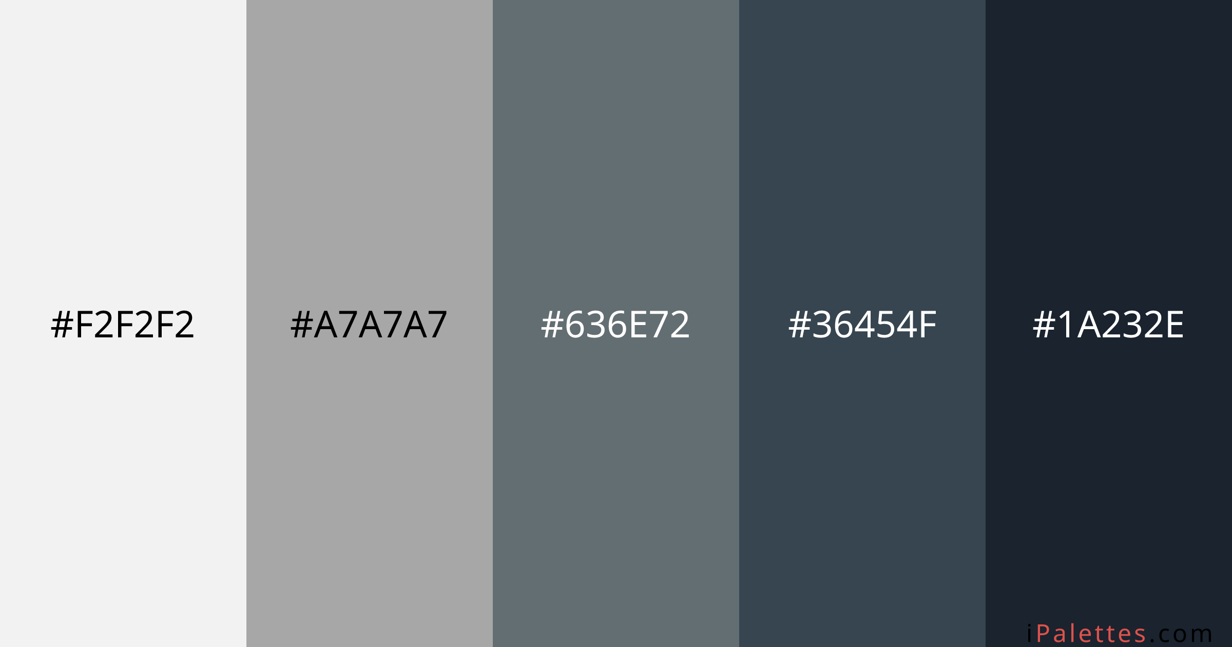 Procreate Color Palette and colors #F2F2F2 #A7A7A7 #636E72 #36454F ...