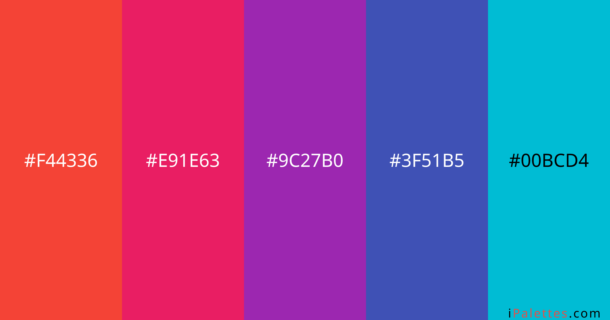 Vibrant Color Palette and colors #F44336 #E91E63 #9C27B0 #3F51B5 ...