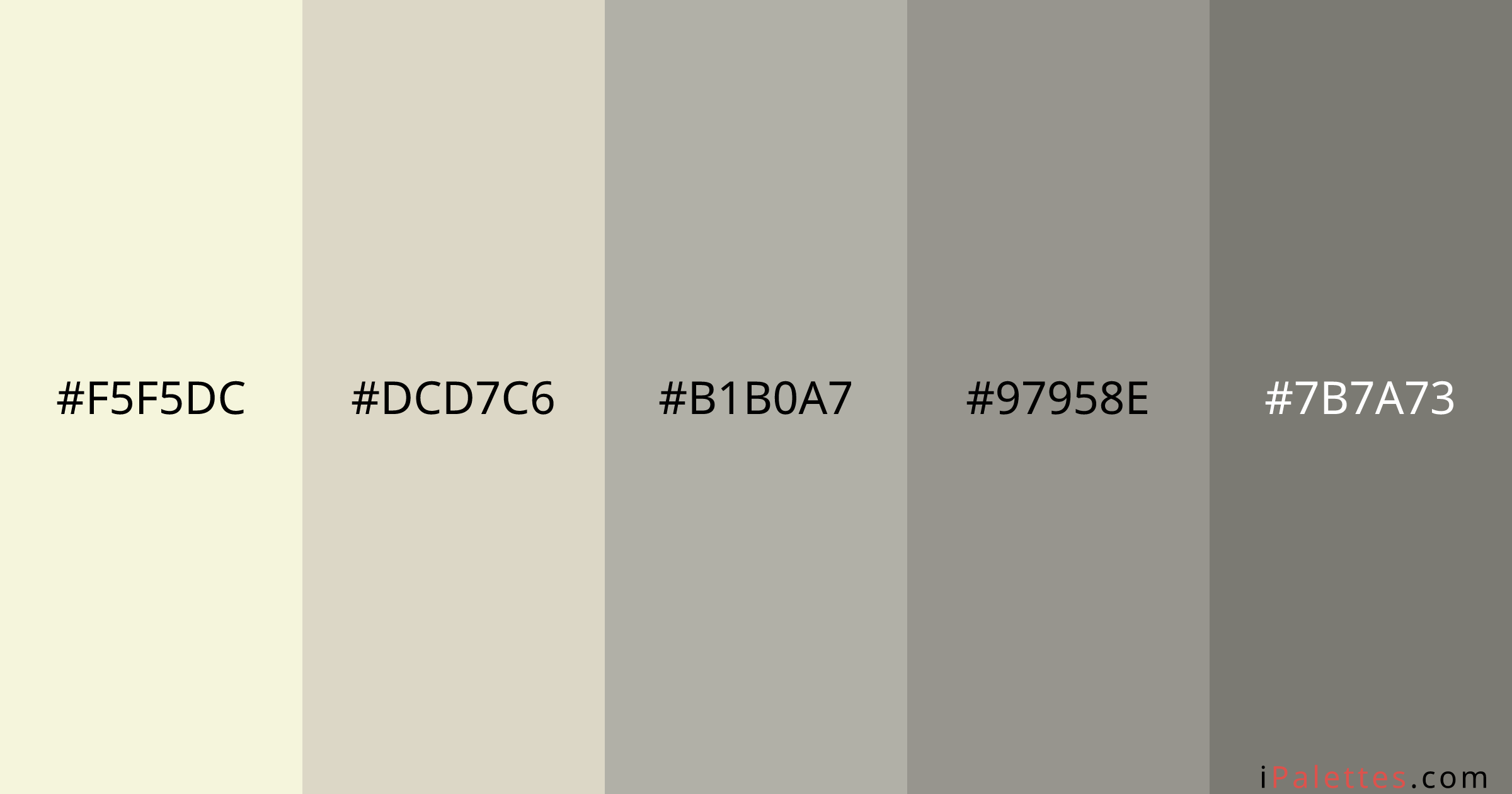 Lake house Color Palette and colors #F5F5DC #DCD7C6 #B1B0A7 #97958E ...
