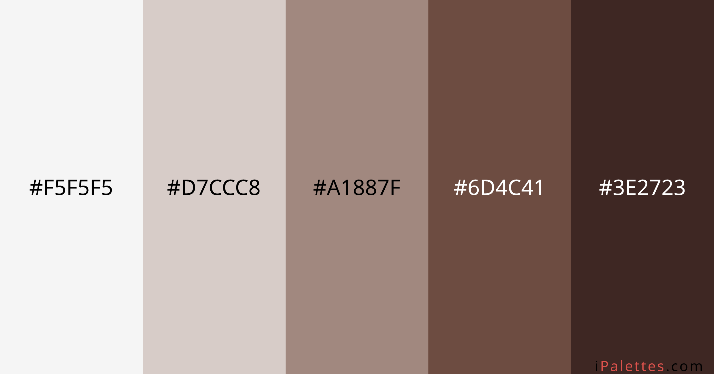 Old Money Color Palette and colors #F5F5F5 #D7CCC8 #A1887F #6D4C41 ...
