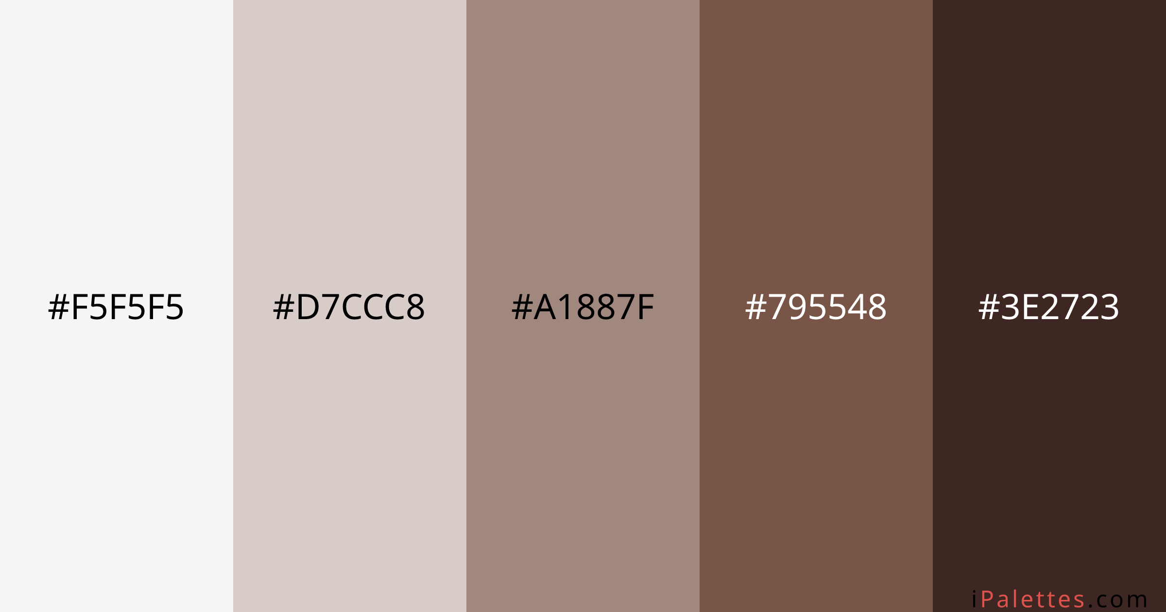 Dark Academia Color Palette and colors #F5F5F5 #D7CCC8 #A1887F #795548 ...