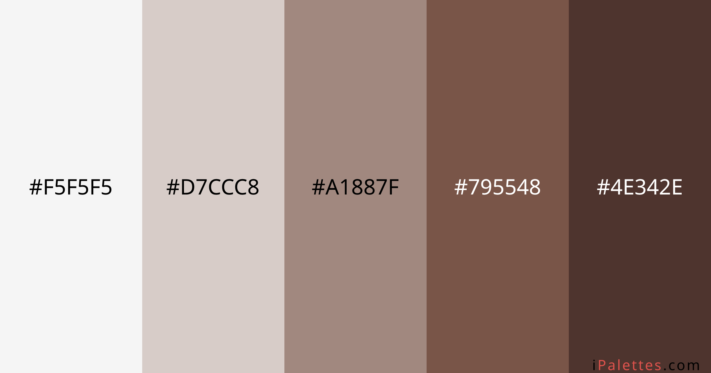 Rustic Cabin Color Palette and colors #F5F5F5 #D7CCC8 #A1887F #795548 ...