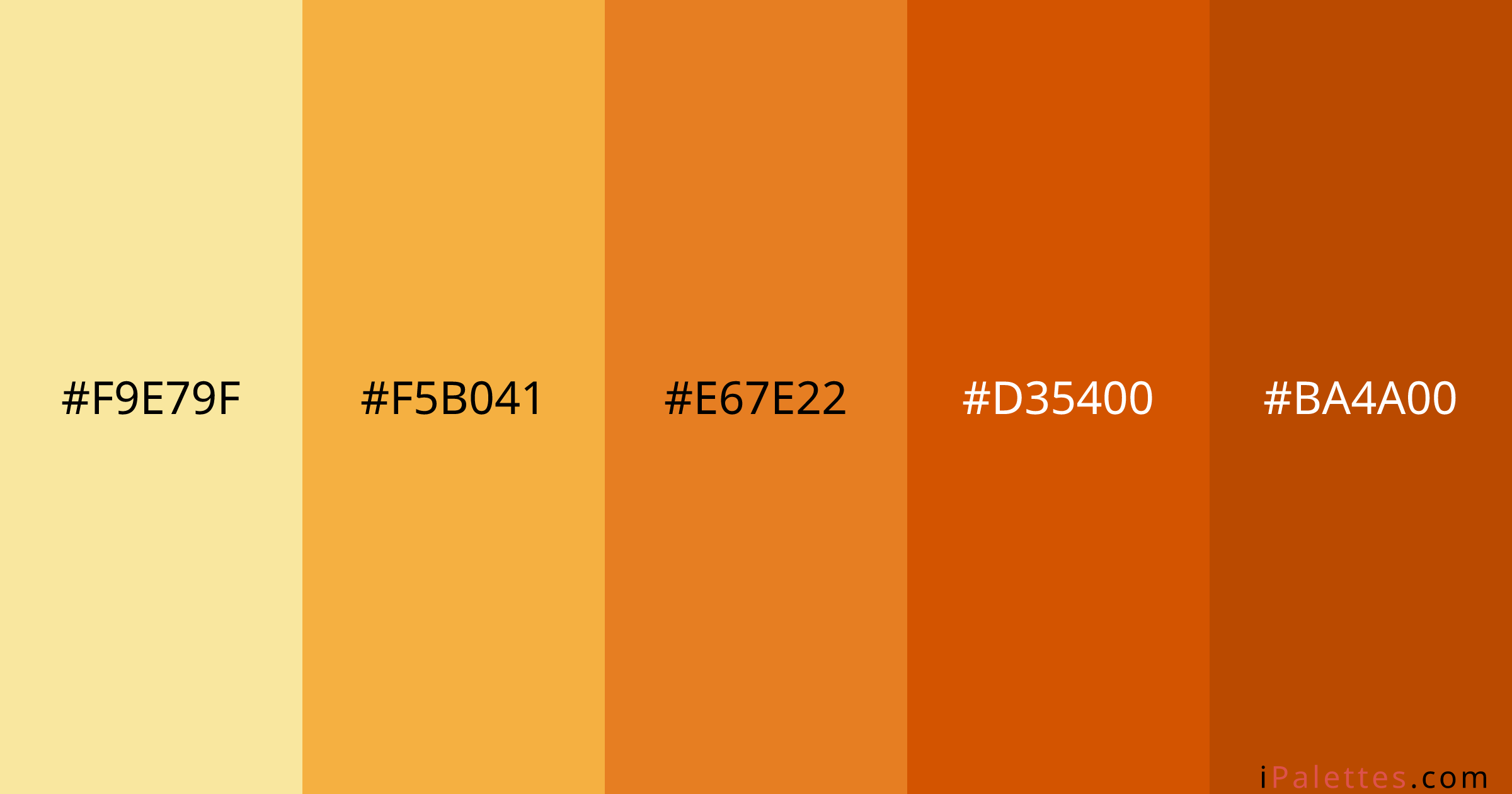 Autumn Color Palette and colors #F9E79F #F5B041 #E67E22 #D35400 #BA4A00 ...